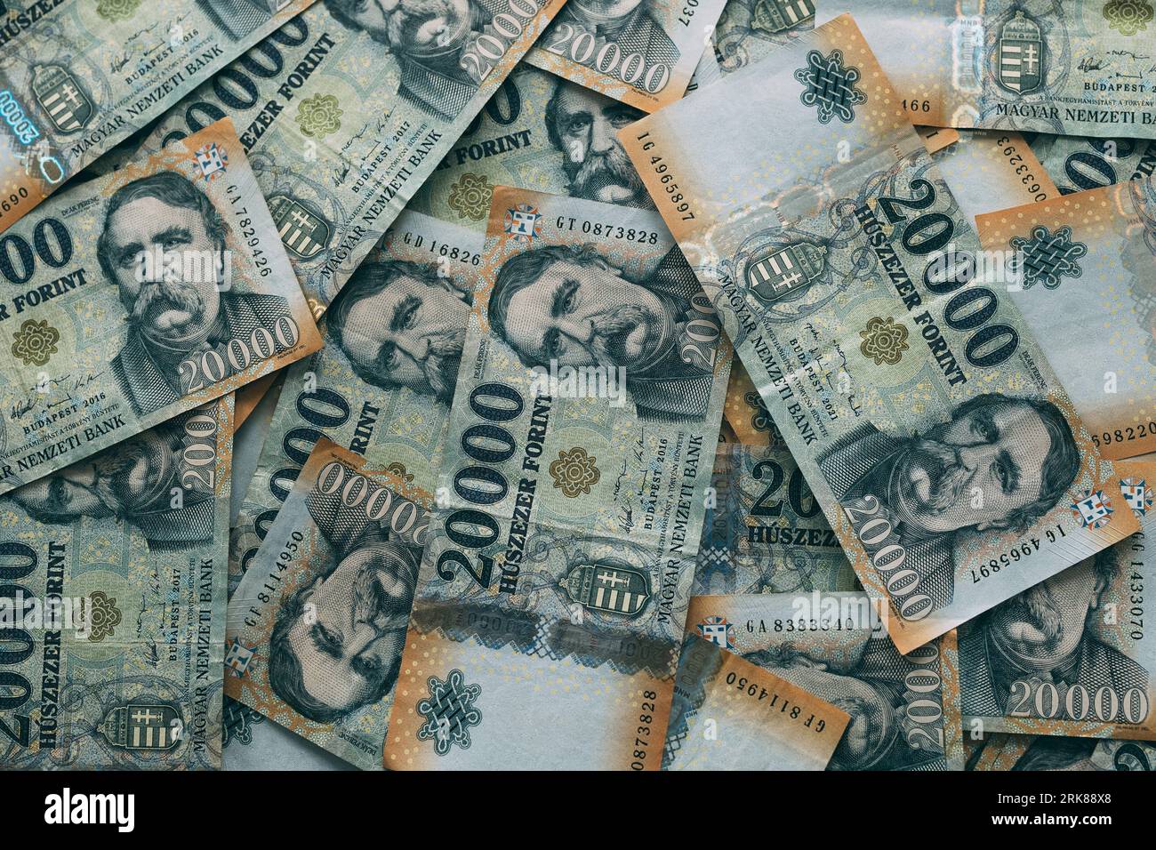 A top view of a stack of Hungarian forint banknotes Stock Photo - Alamy