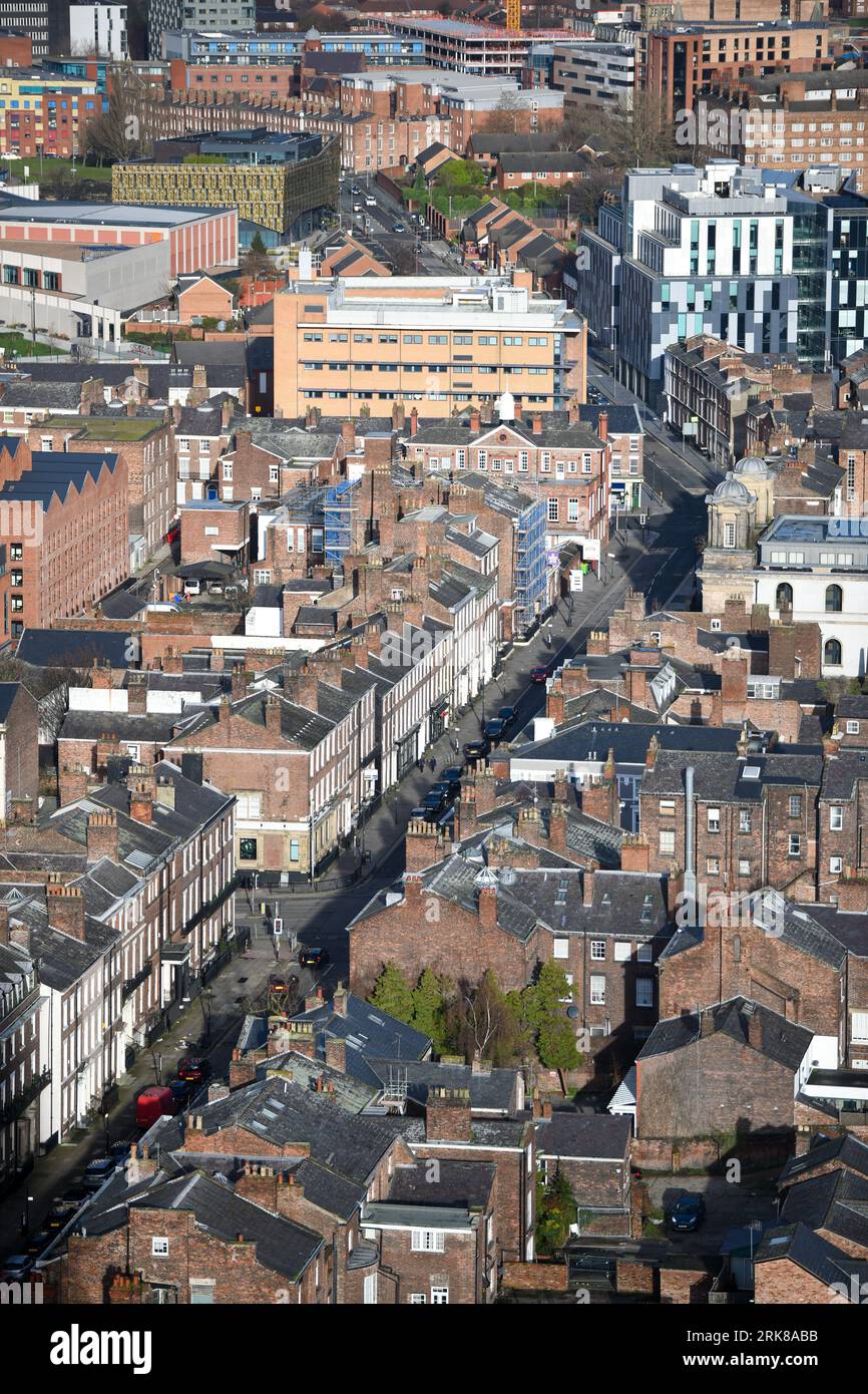 An aerial view of stunning Liverpool under the blue sky in UK Stock ...