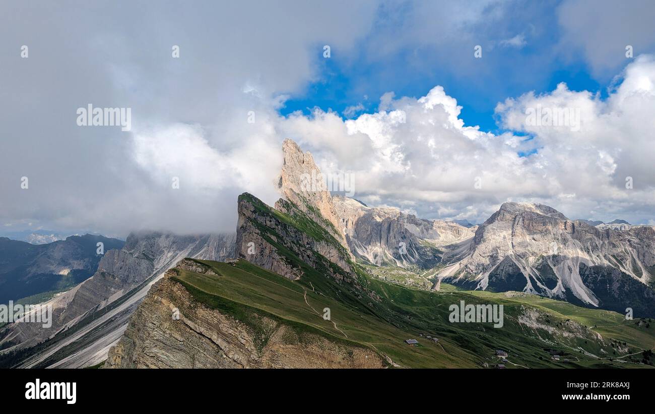 A vast mountain range stretching across the horizon, framed by the ...