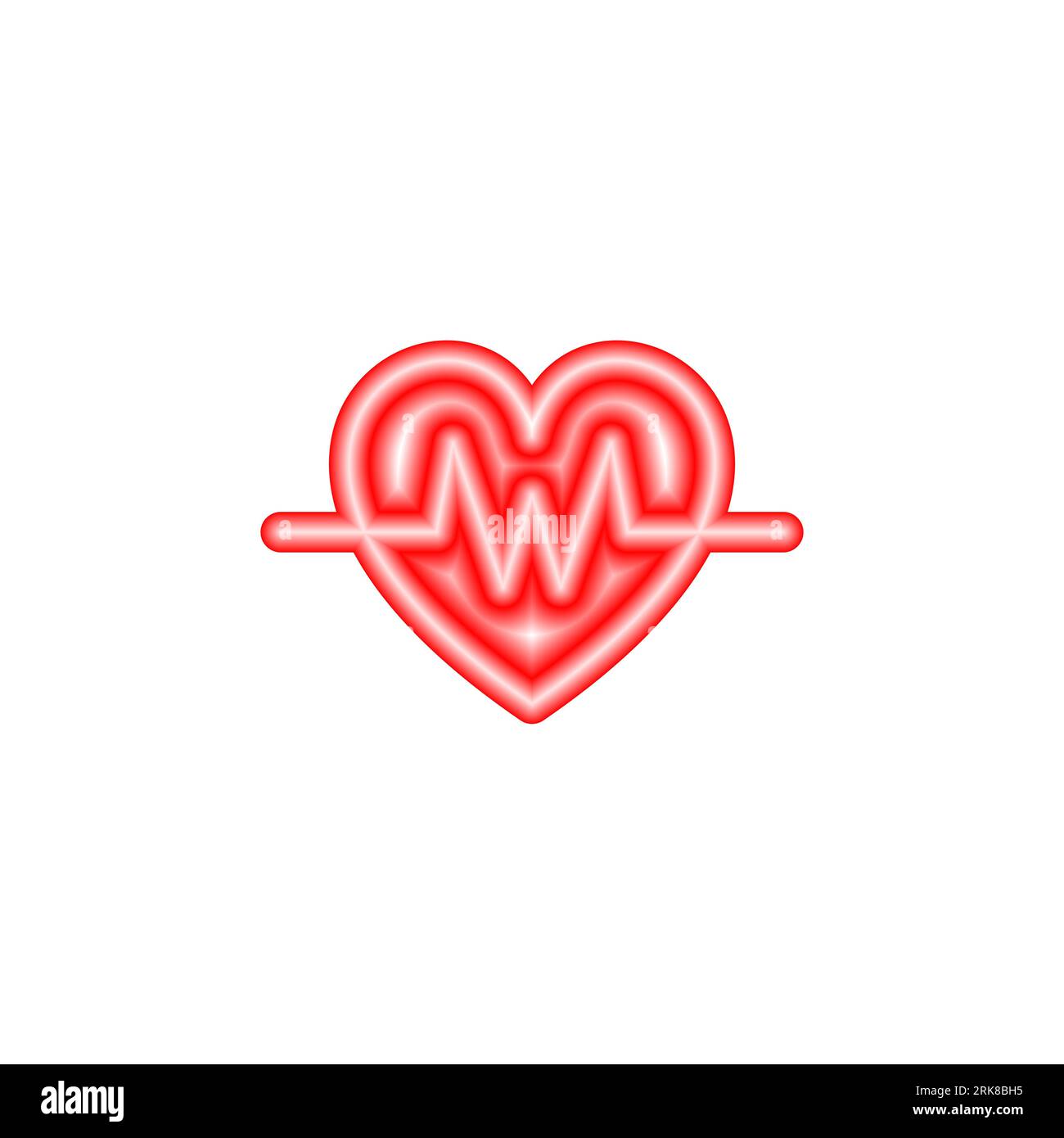 An illustration of a red heartbeat icon on a white background Stock ...