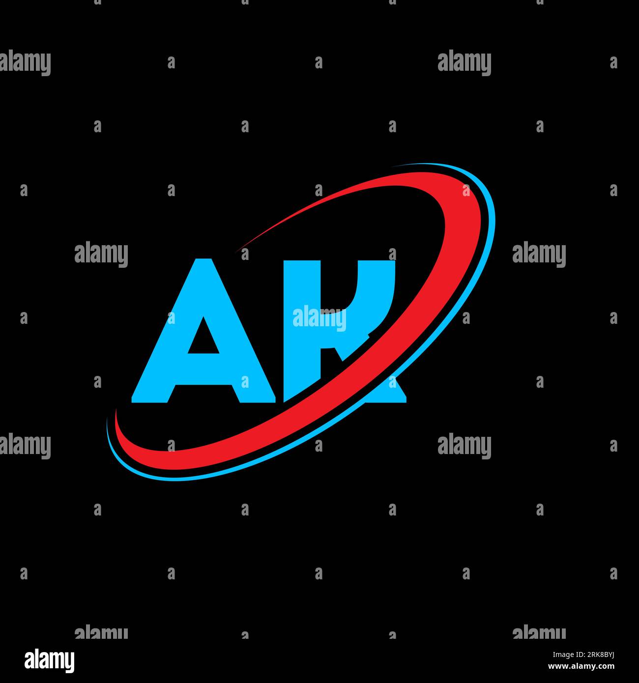 AK A K letter logo design. Initial letter AK linked circle uppercase ...