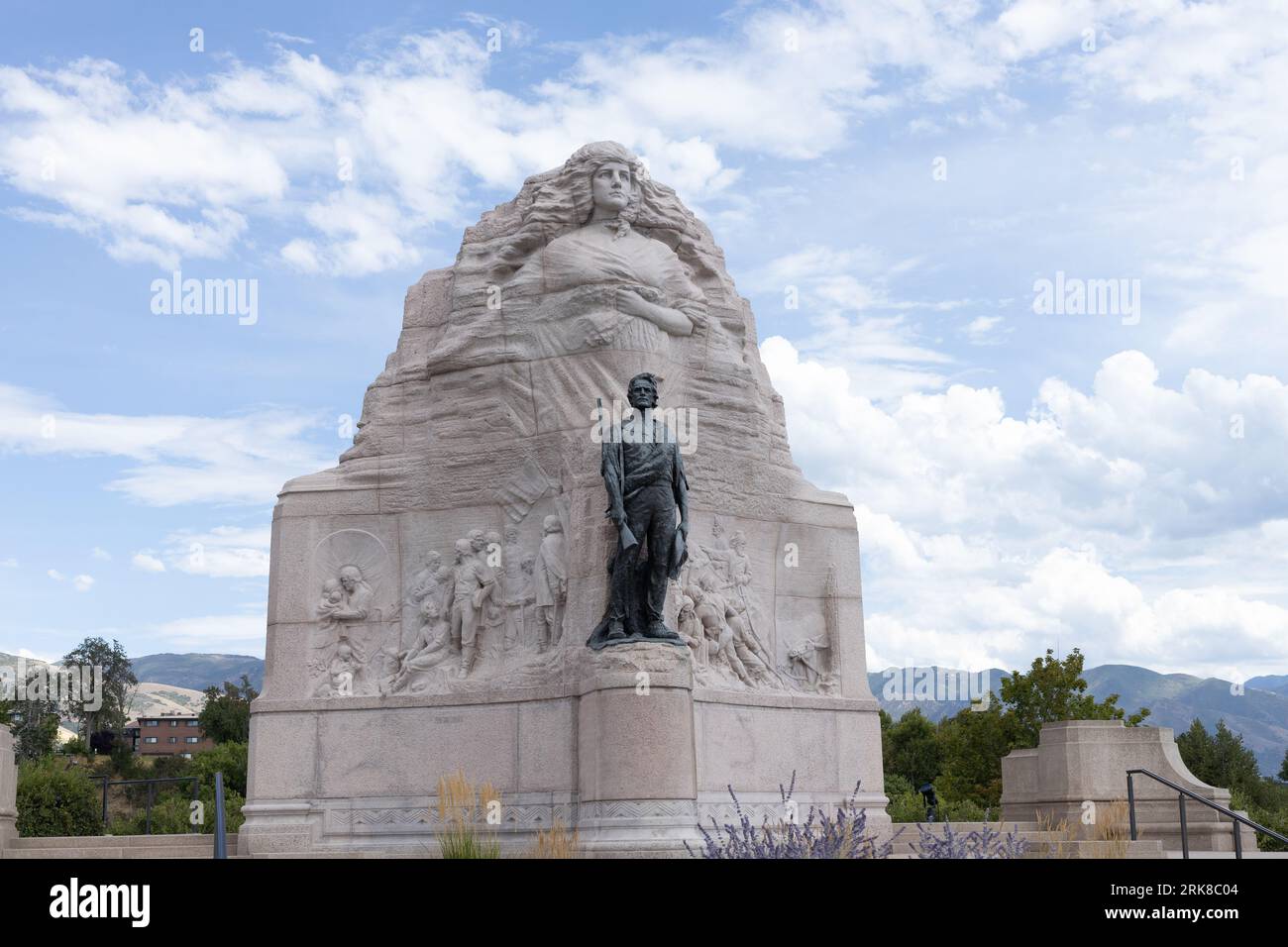 The Mormon Battalion Monument on the lawn of the Utah State Capitol ...