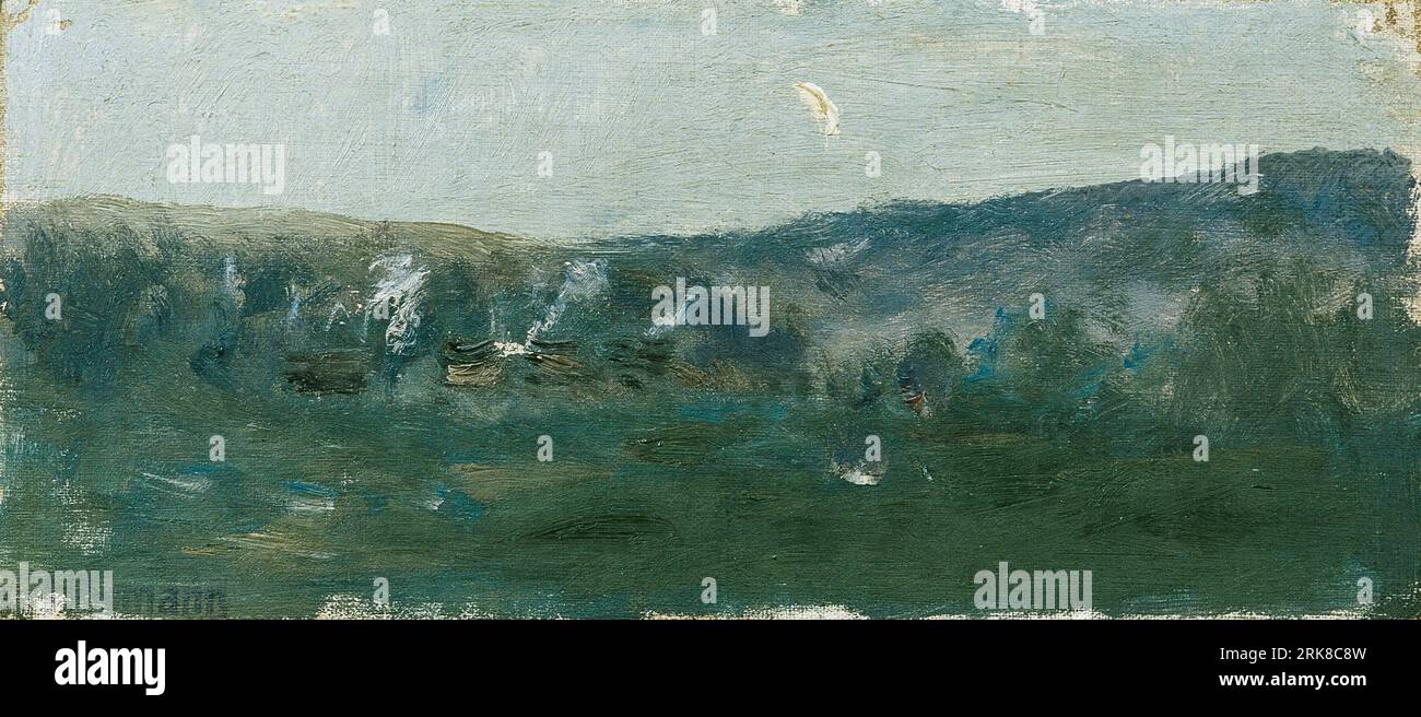 Hidden Landscape with Crescent Moon by Theodor von Hörmann Stock Photo ...