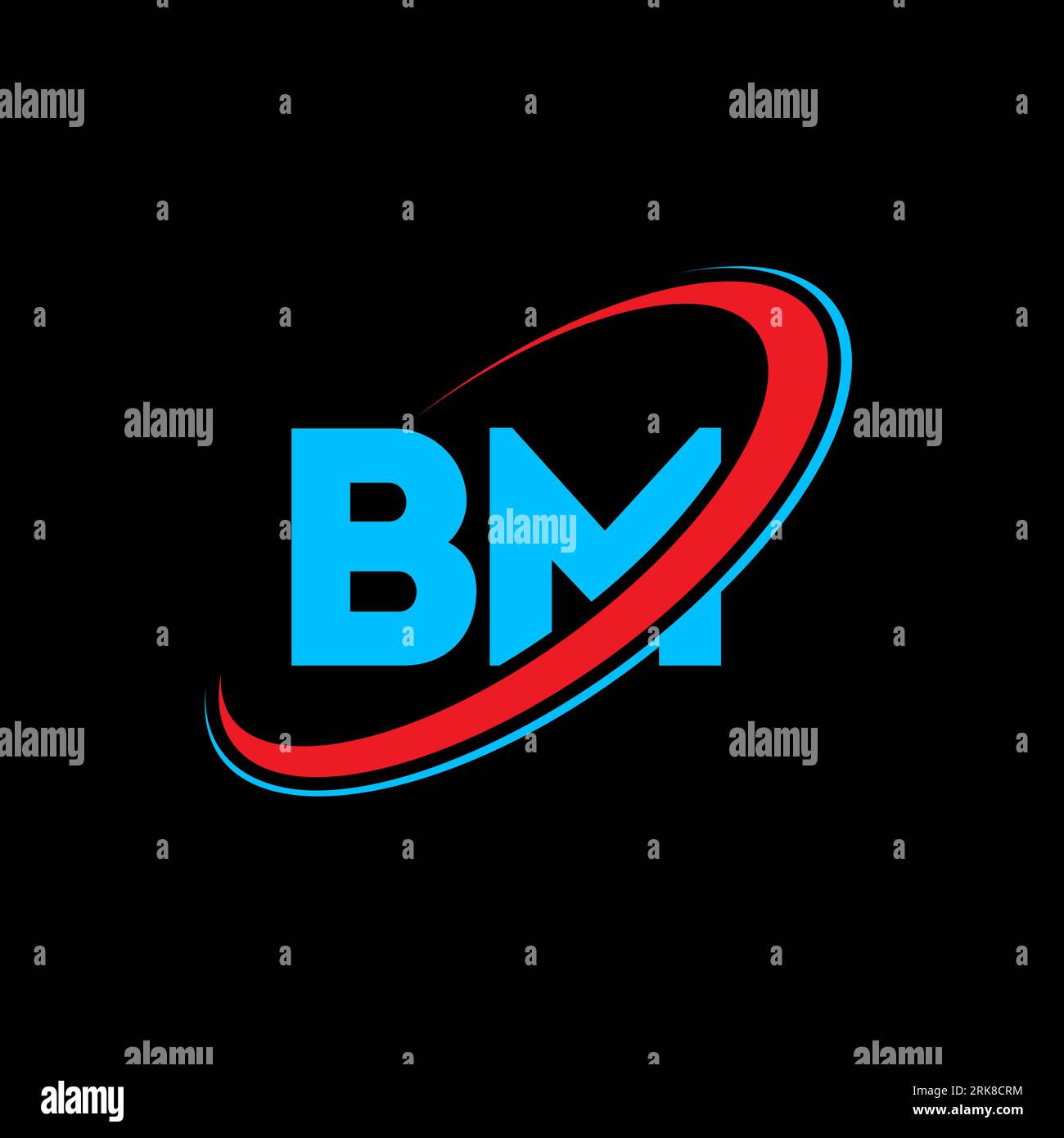 BM B M letter logo design. Initial letter BM linked circle uppercase ...