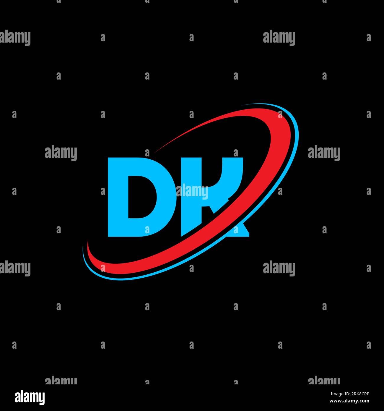 DK D K letter logo design. Initial letter DK linked circle uppercase ...