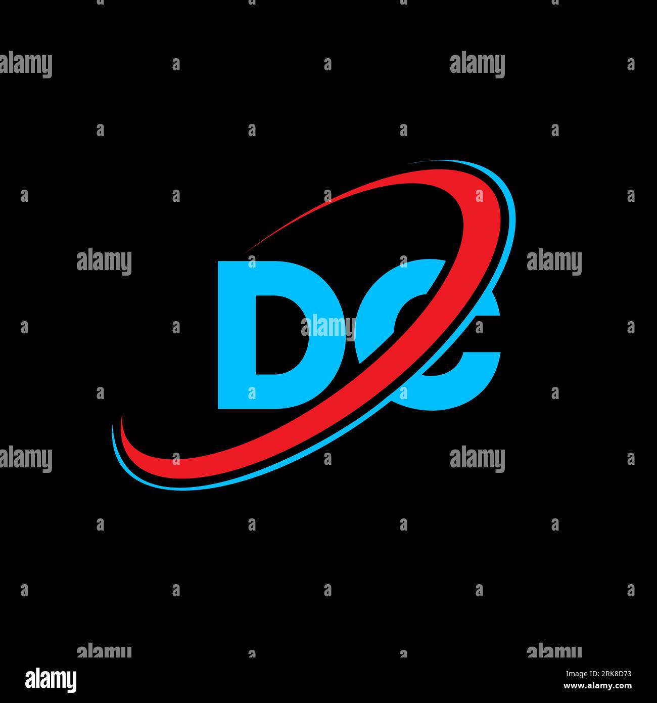 DC D C letter logo design. Initial letter DC linked circle uppercase monogram logo red and blue ...