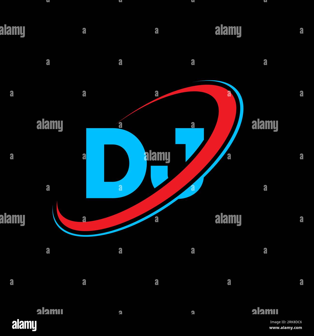 DJ D J letter logo design. Initial letter DJ linked circle uppercase ...