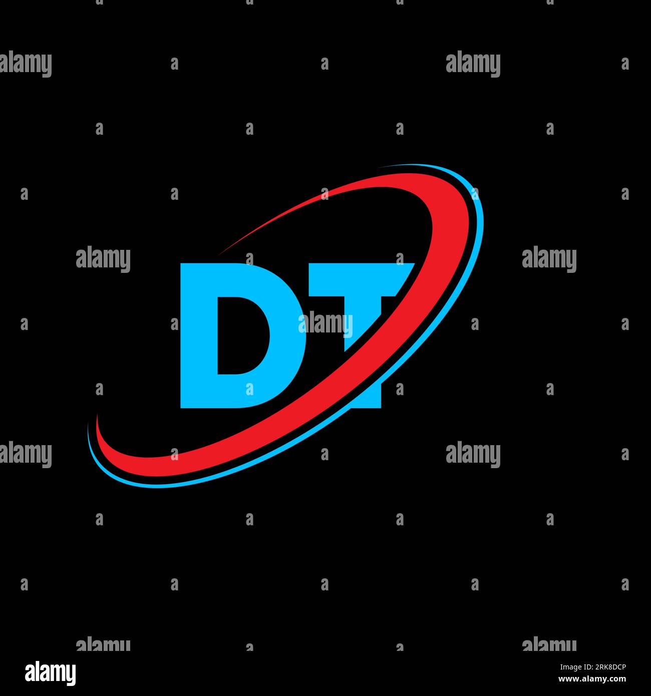 DT D T letter logo design. Initial letter DT linked circle uppercase ...