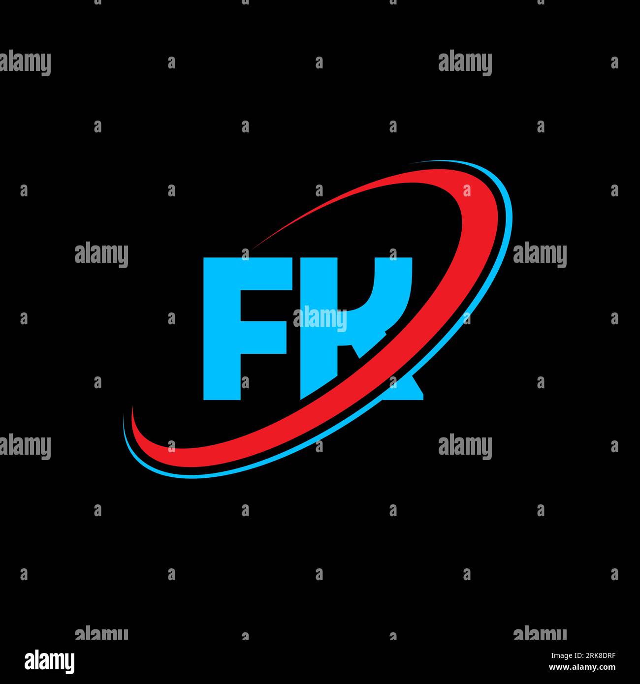 Fk F K Letter Logo Design Initial Letter Fk Linked Circle Uppercase Monogram Logo Red And Blue