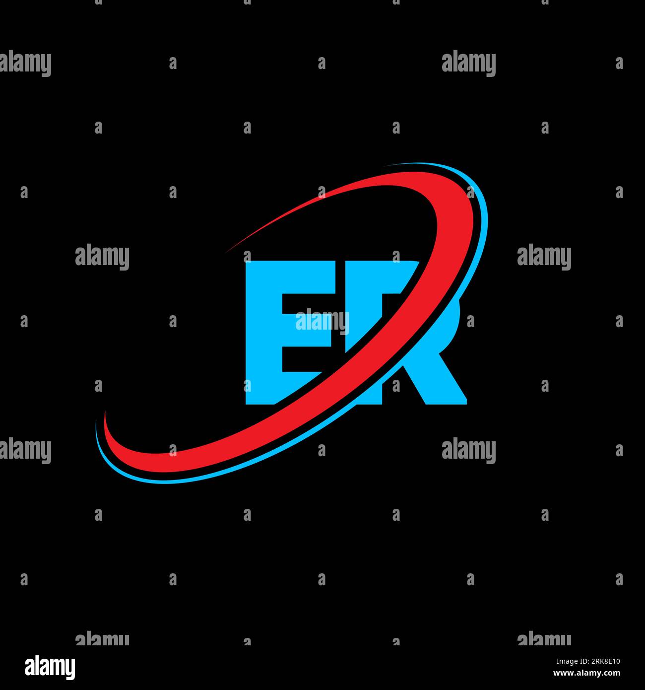 ER E R letter logo design. Initial letter ER linked circle uppercase ...