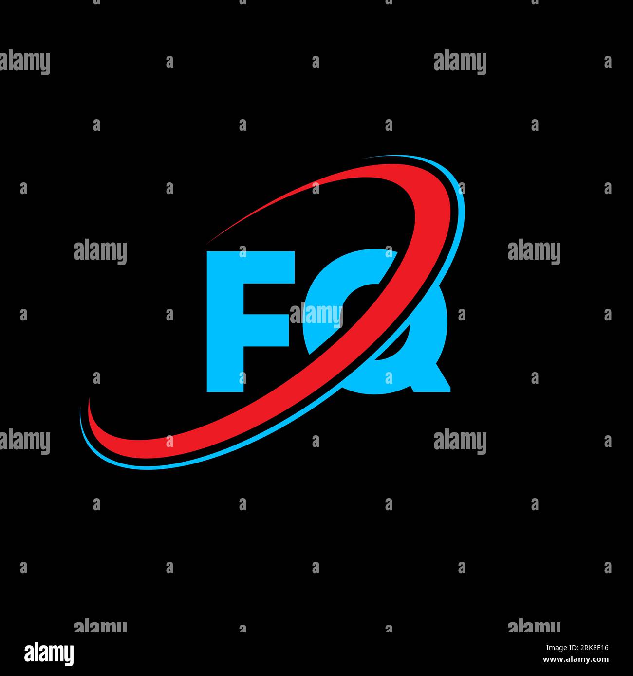 FQ F Q letter logo design. Initial letter FQ linked circle uppercase ...