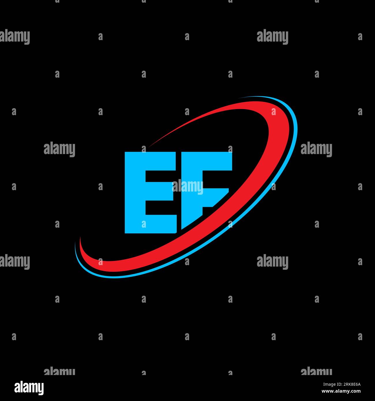 EF E F letter logo design. Initial letter EF linked circle uppercase ...