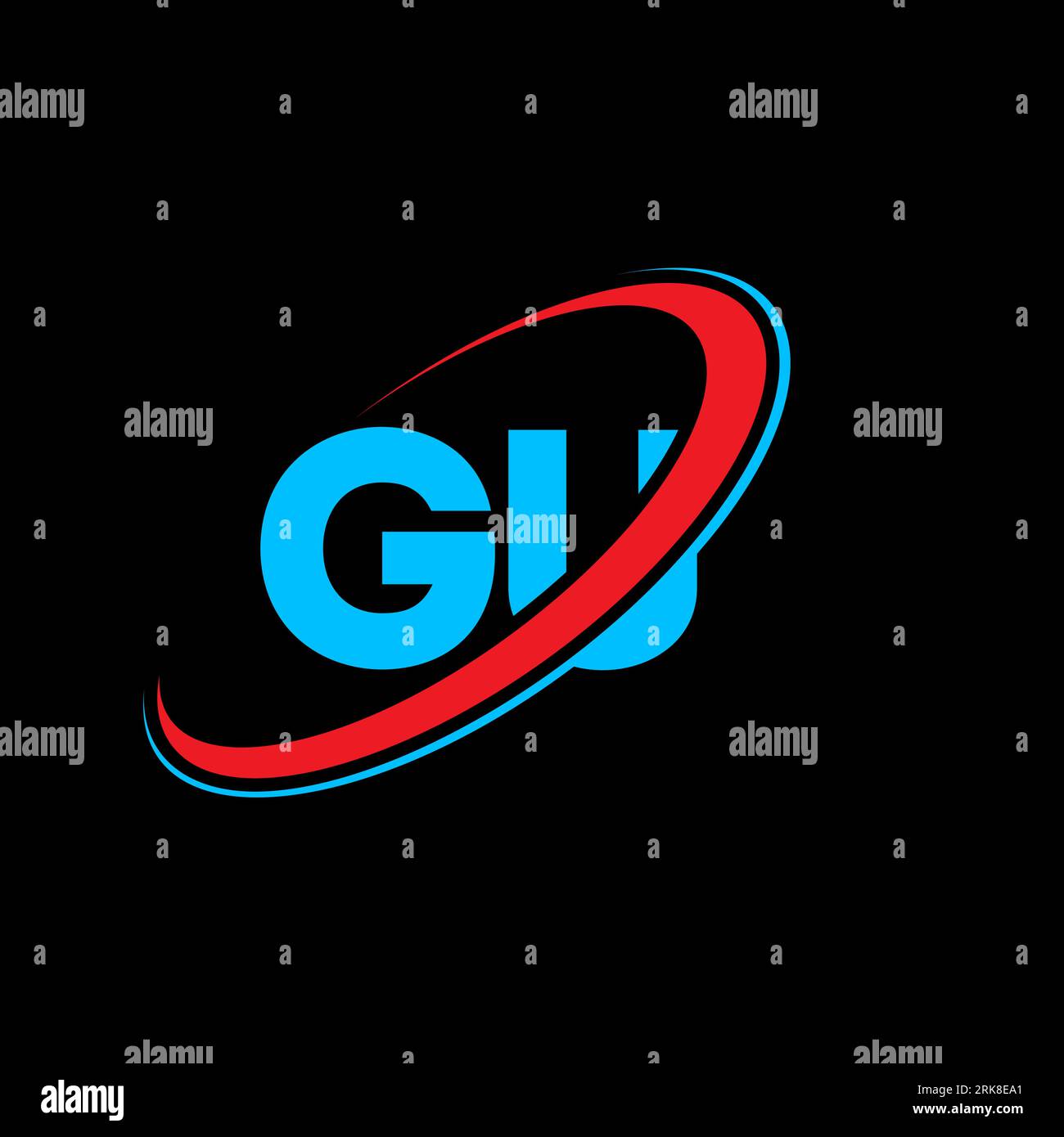 GU G U letter logo design. Initial letter GU linked circle uppercase ...