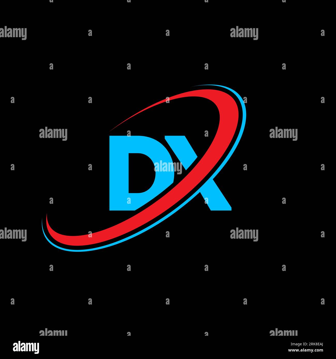 DX D X letter logo design. Initial letter DX linked circle uppercase ...