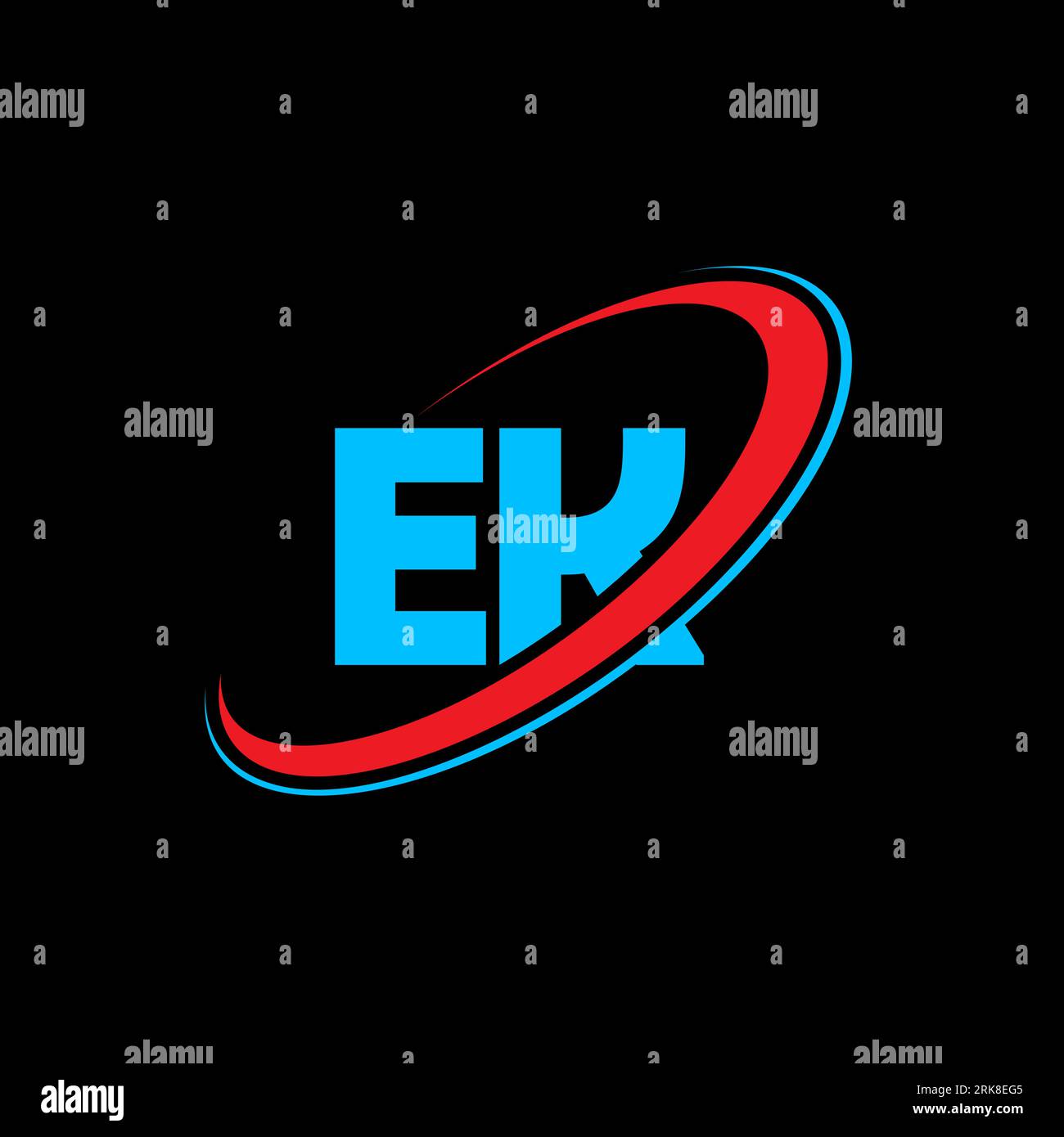 EK E K letter logo design. Initial letter EK linked circle uppercase ...