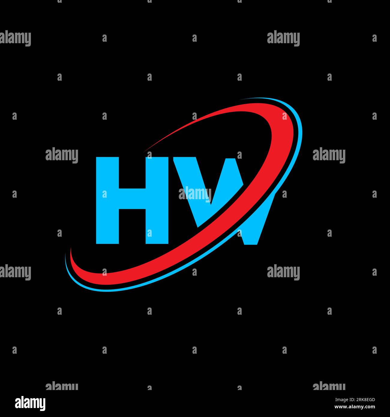 HW H W letter logo design. Initial letter HW linked circle uppercase ...