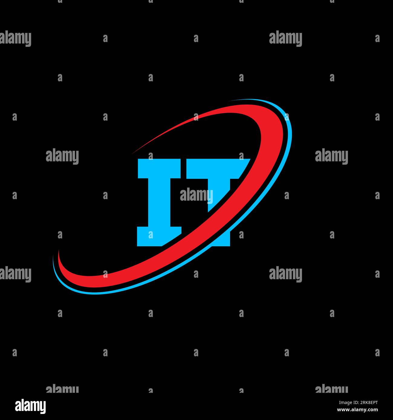 IT I T letter logo design. Initial letter IT linked circle uppercase ...