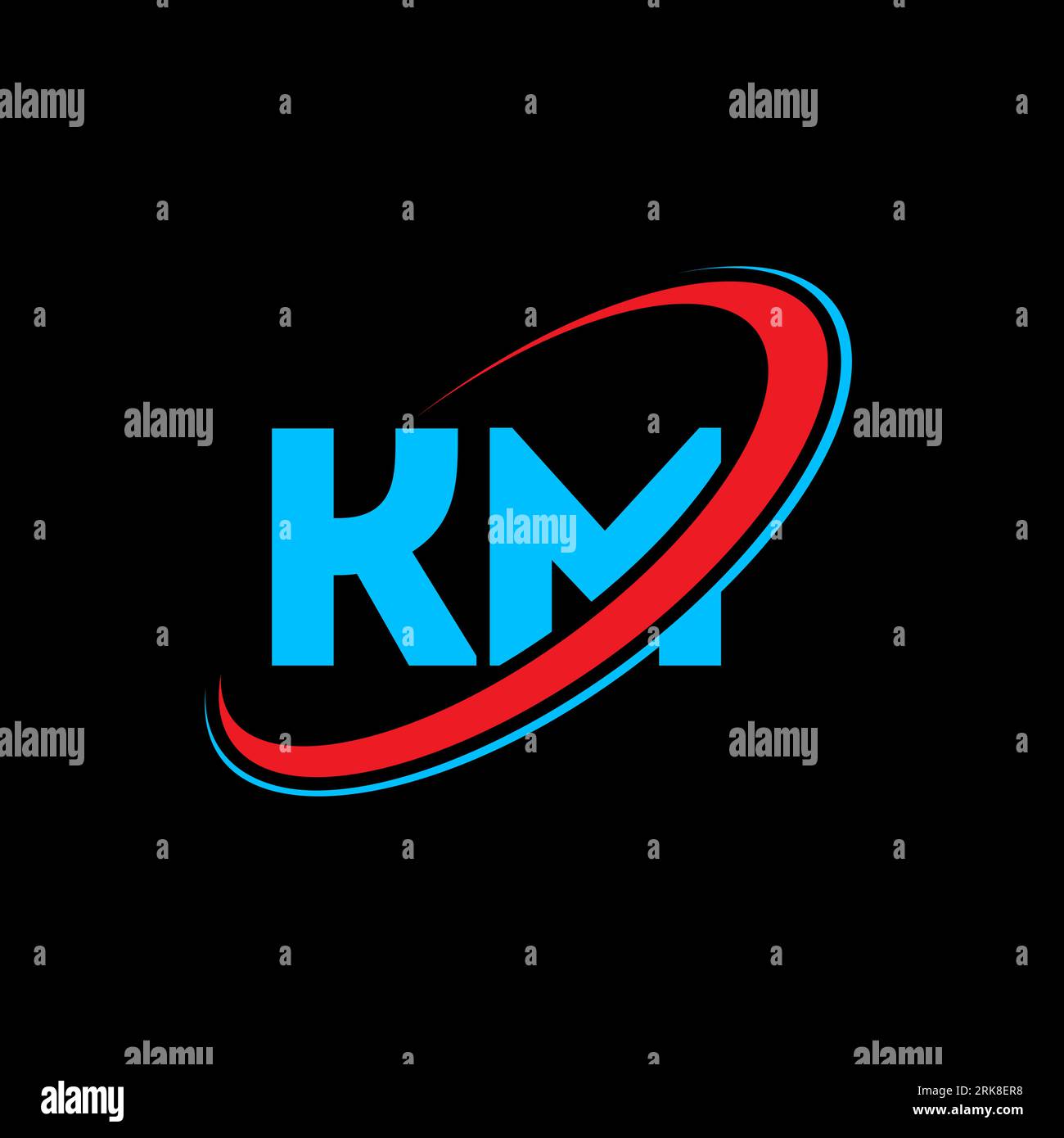 KM K M letter logo design. Initial letter KM linked circle uppercase ...