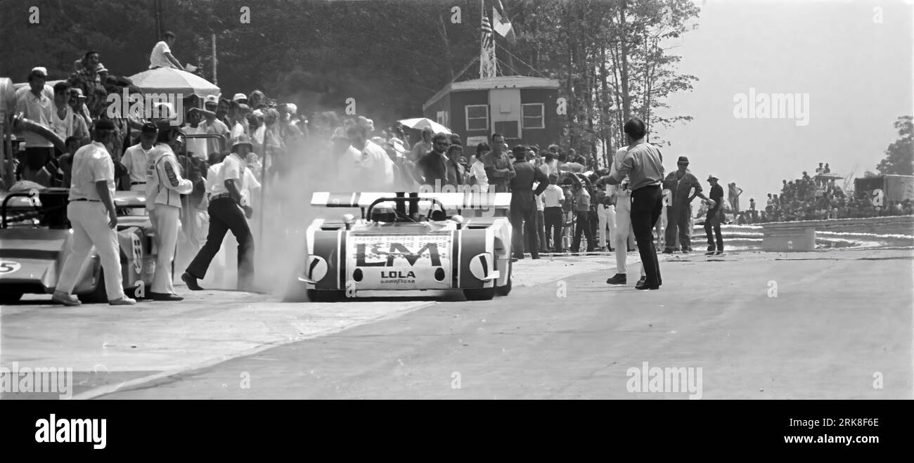 Jackie Stewart leaving the pits in the Carl Hass Racing Lola T260 at ...