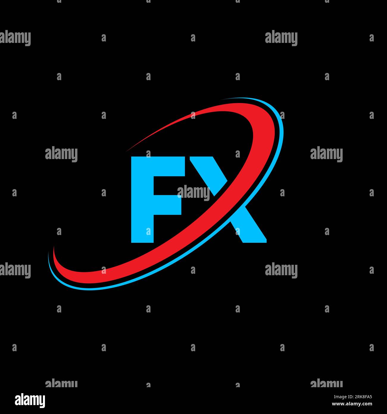 FX F X letter logo design. Initial letter FX linked circle uppercase ...