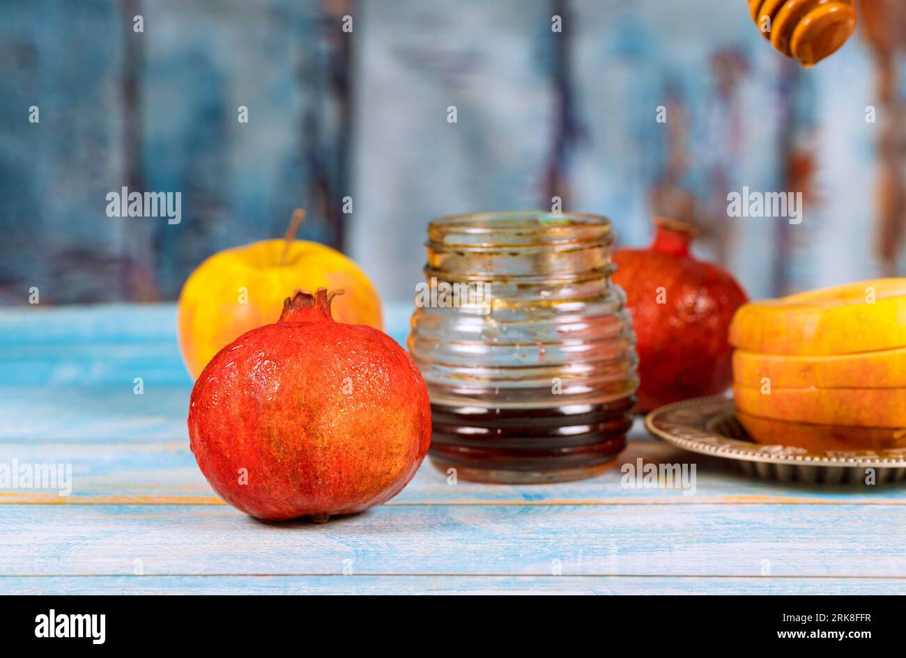 Rosh hashanah jewish new year celebration its traditional symbolswith ...