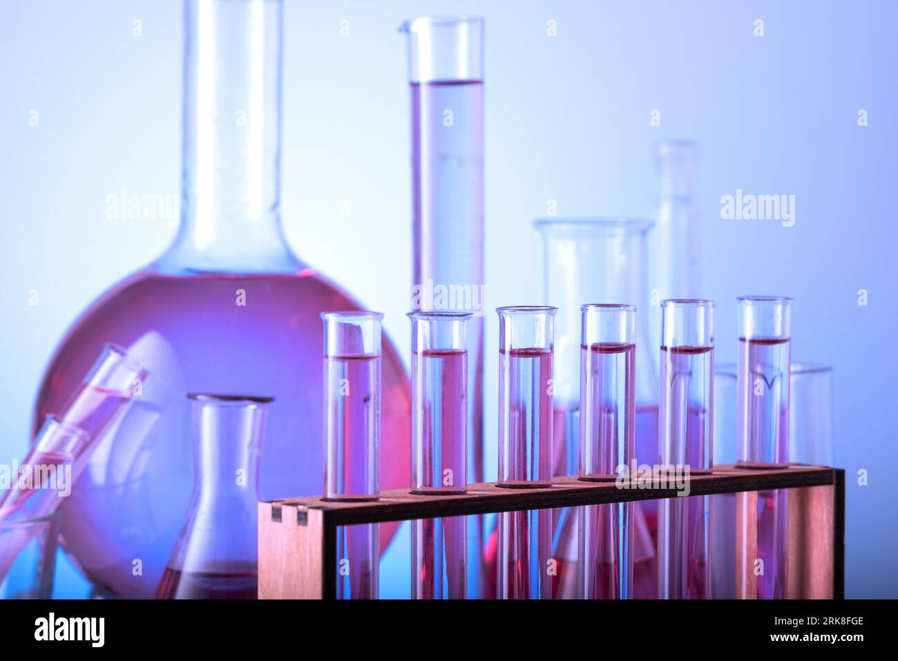 Chemical laboratory with glass test tubes and flasks Stock Photo - Alamy