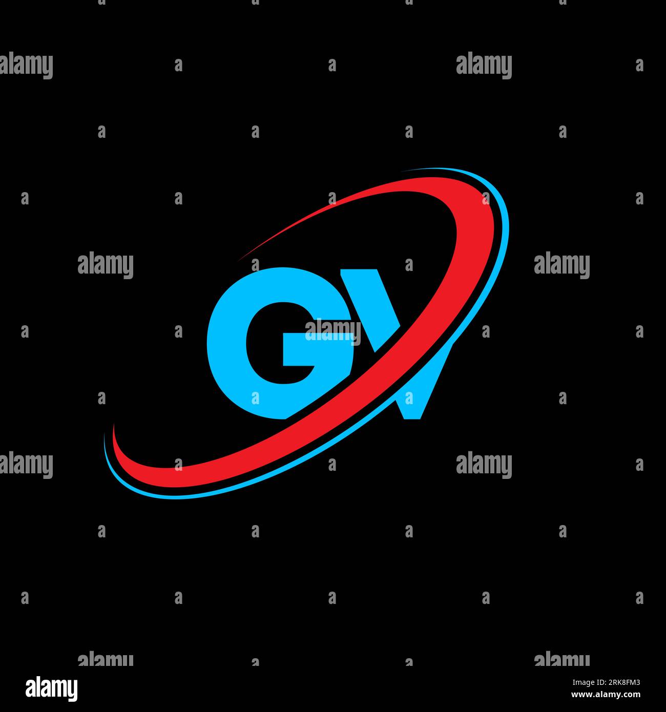 GV G V letter logo design. Initial letter GV linked circle uppercase ...