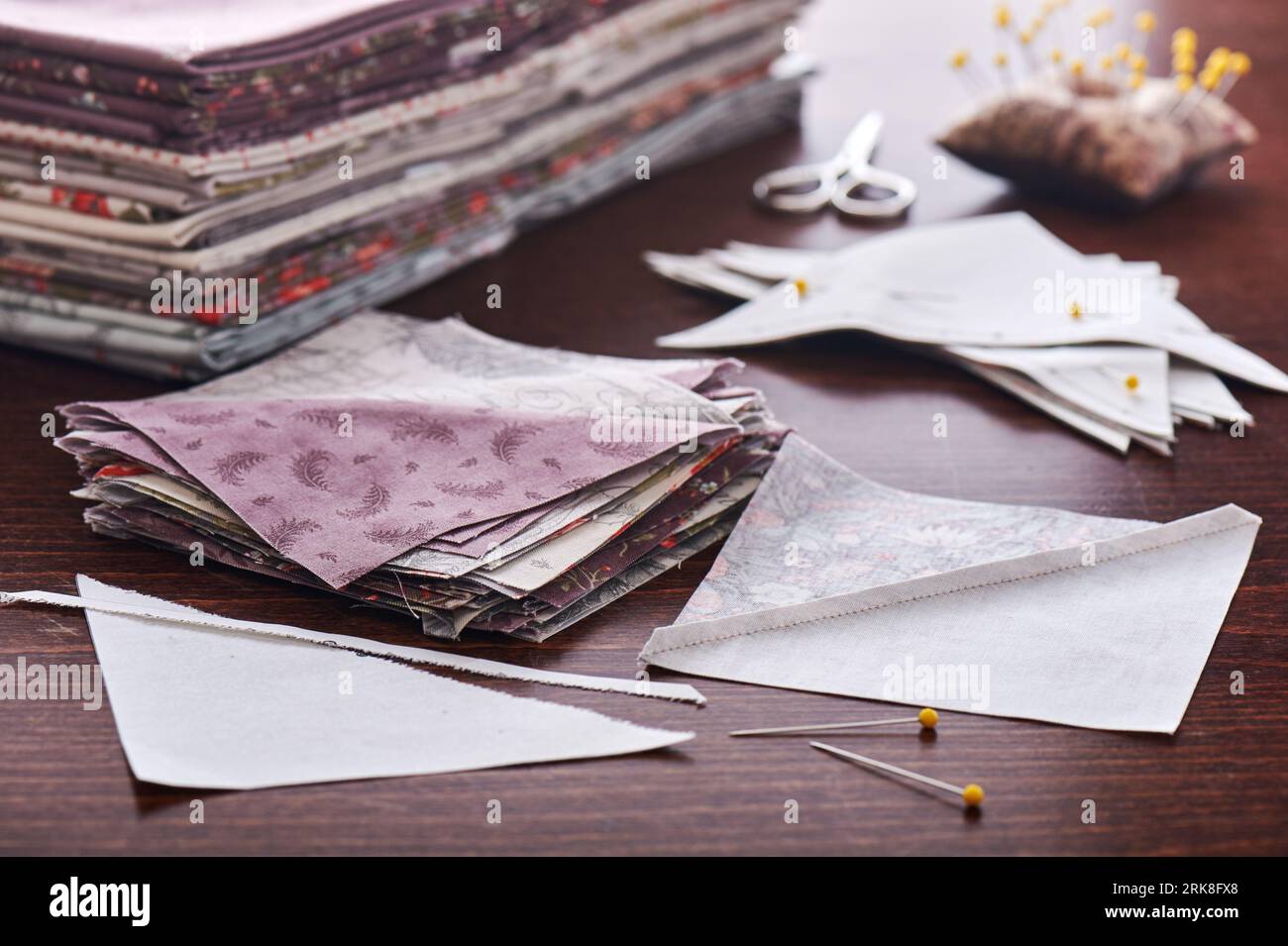 Episode of quilt sewing by method of foundation paper piecing Stock ...