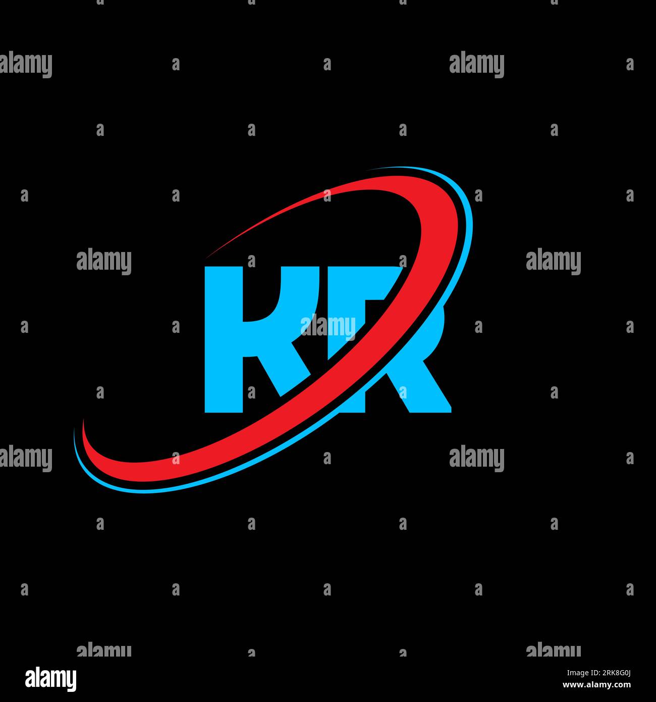 KR K R letter logo design. Initial letter KR linked circle uppercase ...