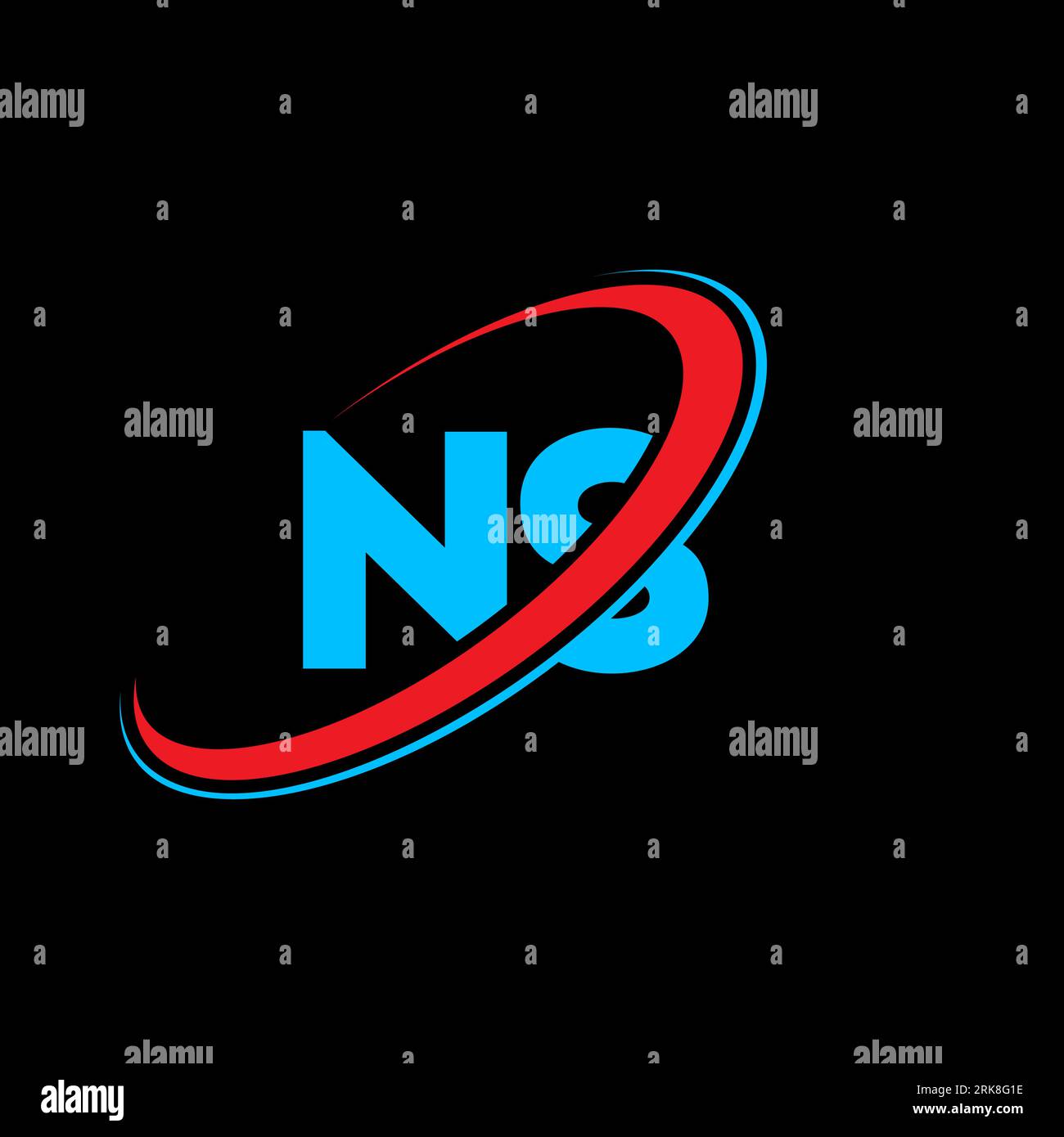 NS N S letter logo design. Initial letter NS linked circle uppercase ...
