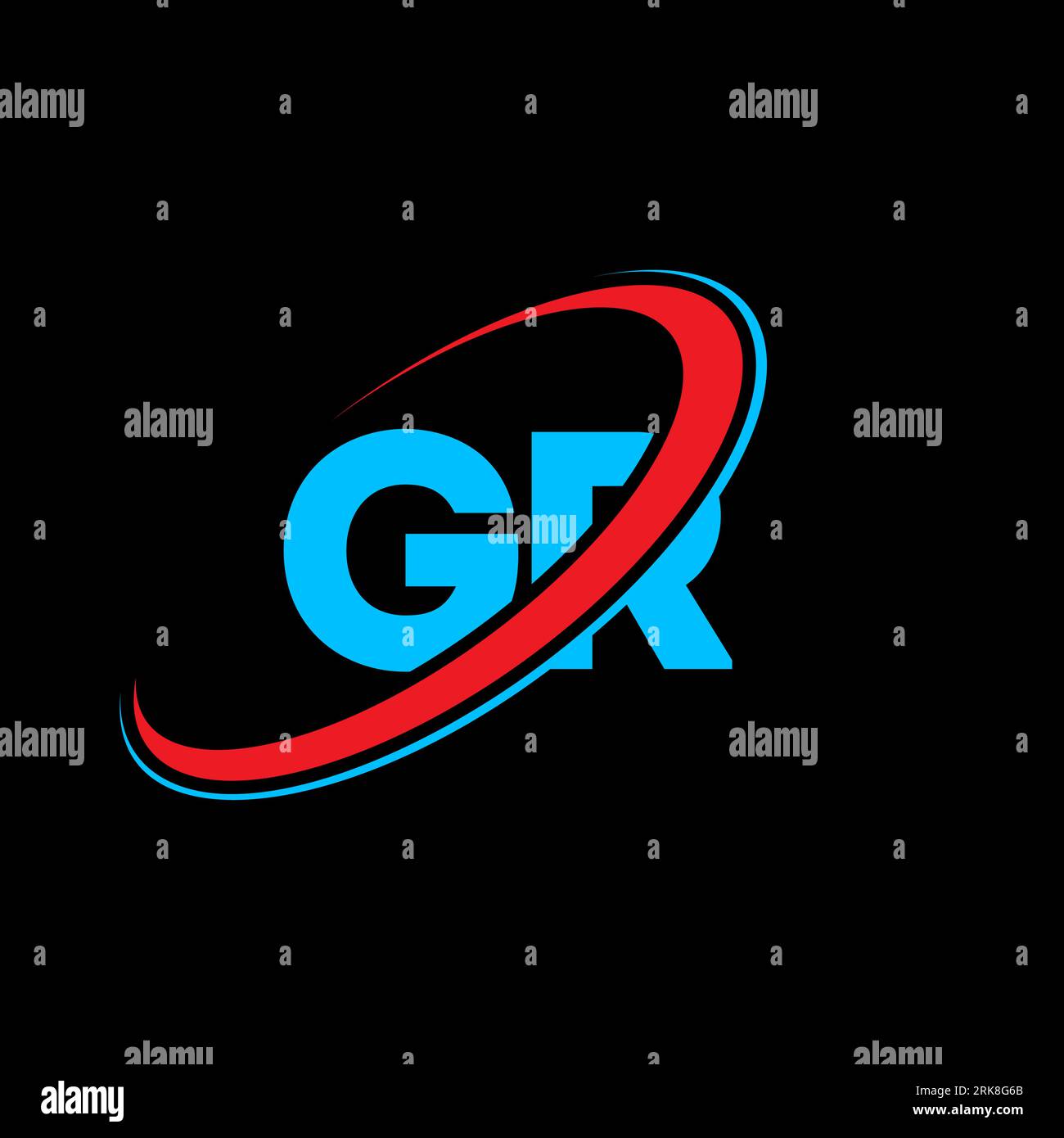 GR G R letter logo design. Initial letter GR linked circle uppercase ...