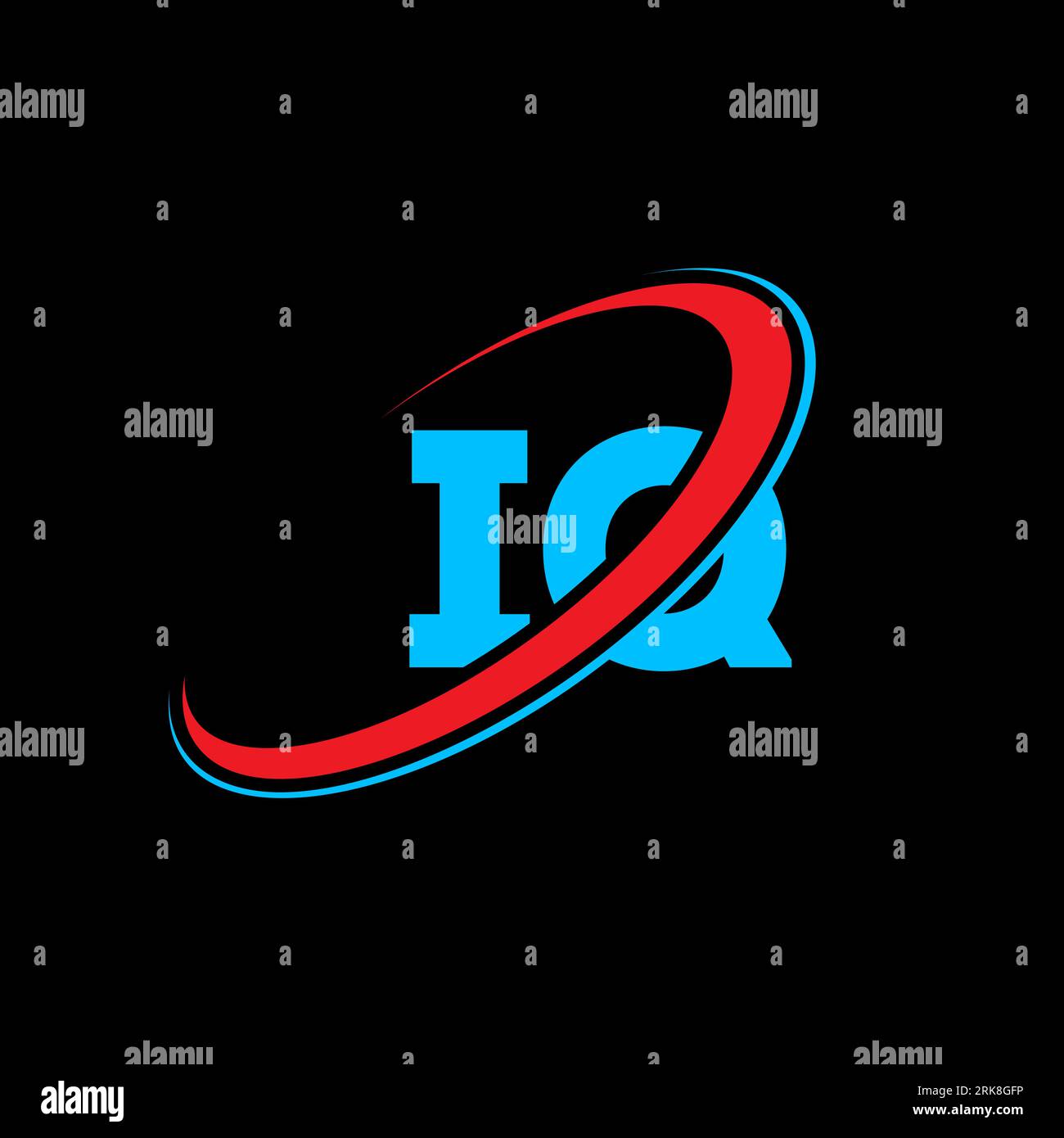 IQ I Q letter logo design. Initial letter IQ linked circle uppercase ...