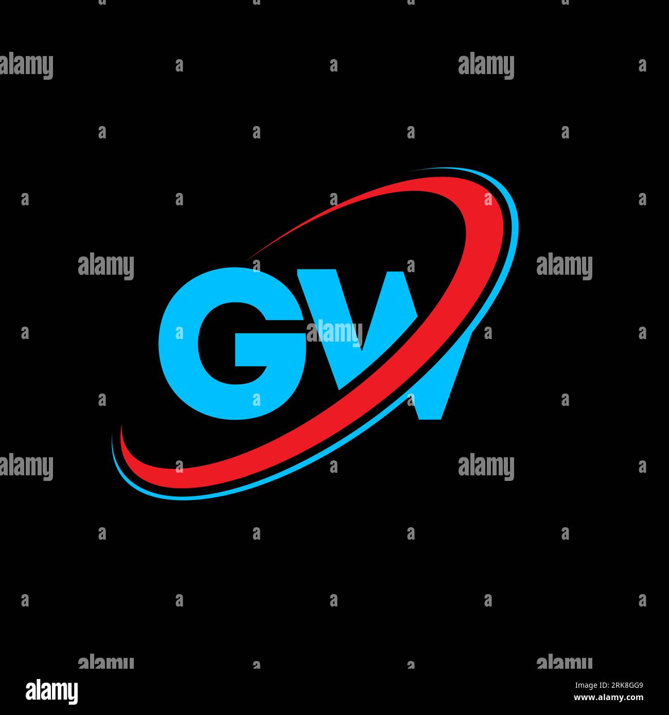 GW G W letter logo design. Initial letter GW linked circle uppercase ...