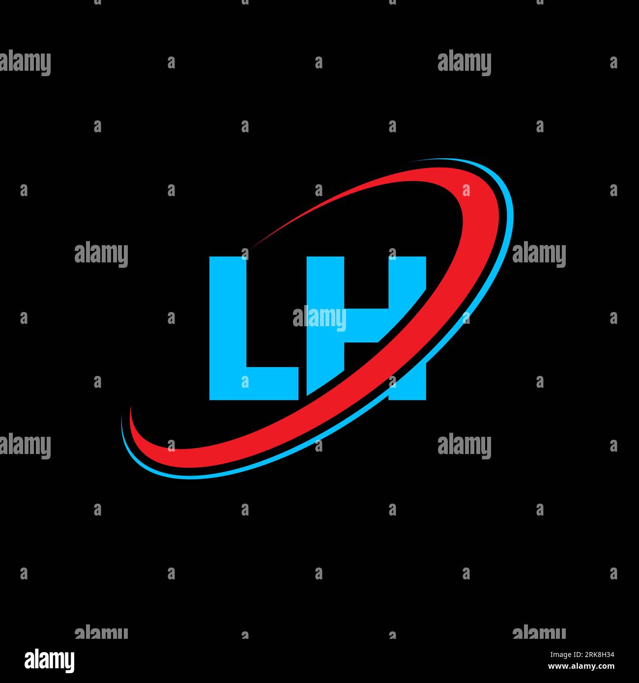 LH L H letter logo design. Initial letter LH linked circle uppercase ...