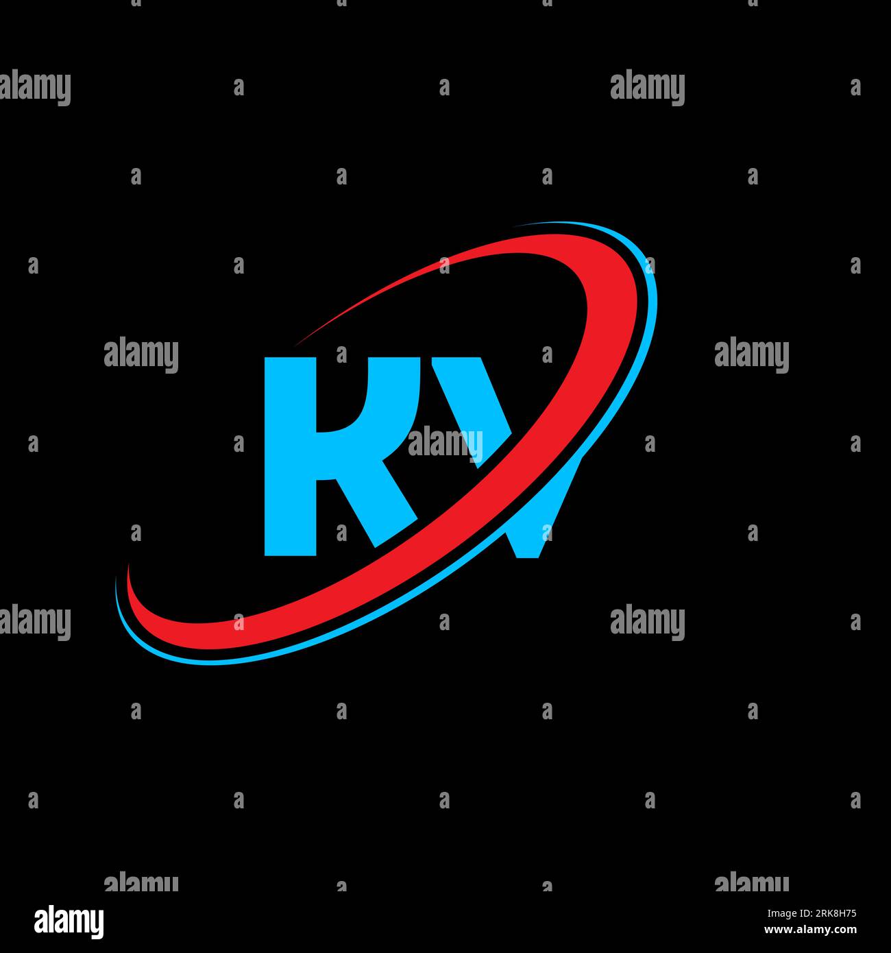 KV K V letter logo design. Initial letter KV linked circle uppercase ...