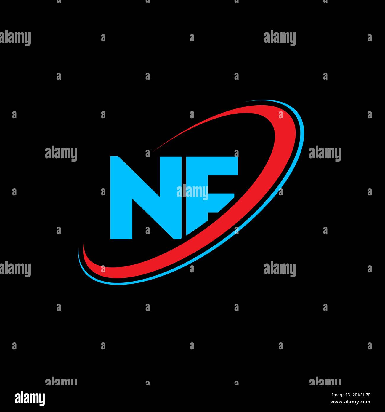 NF N F letter logo design. Initial letter NF linked circle uppercase ...