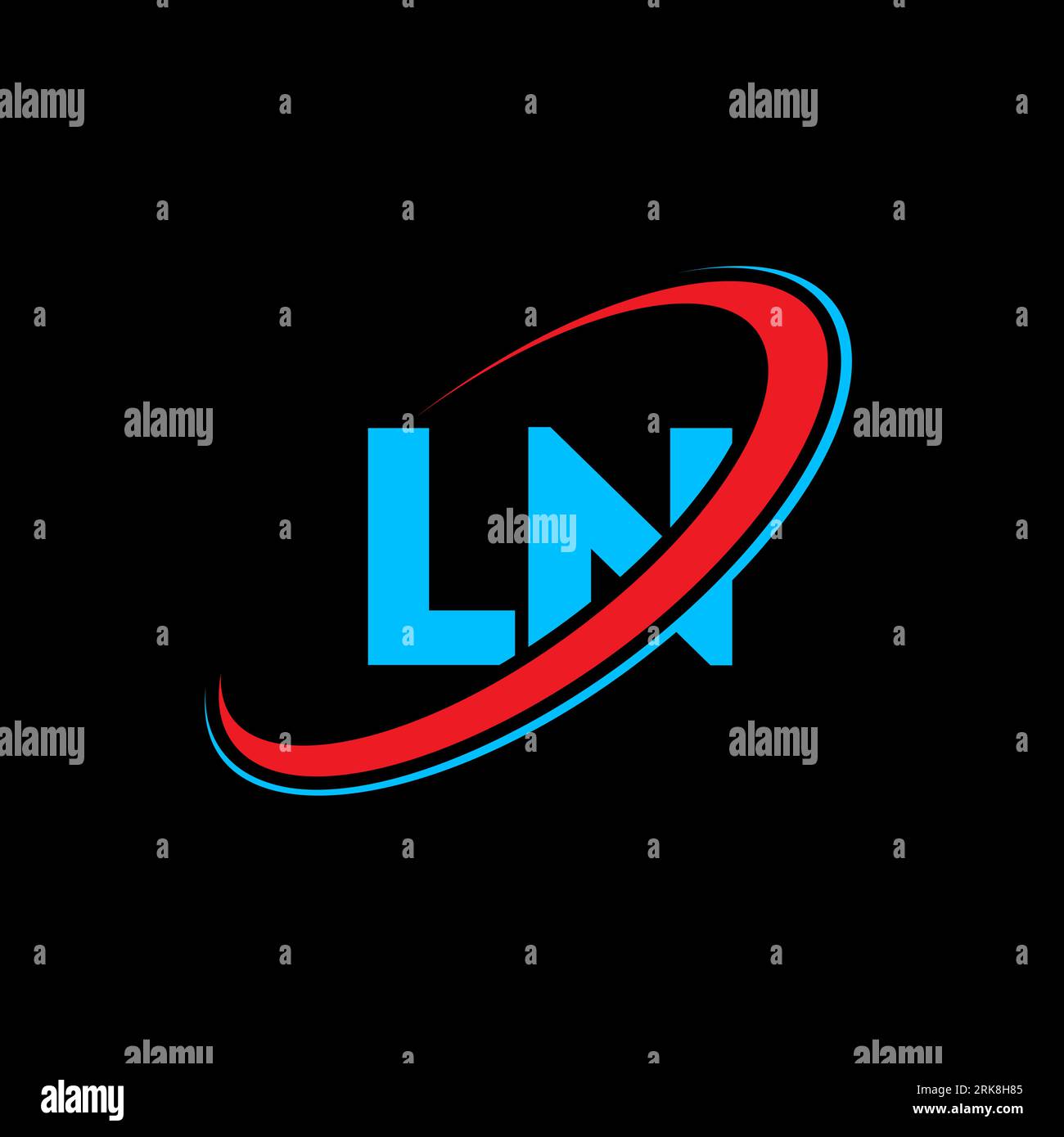 LN L N letter logo design. Initial letter LN linked circle uppercase ...