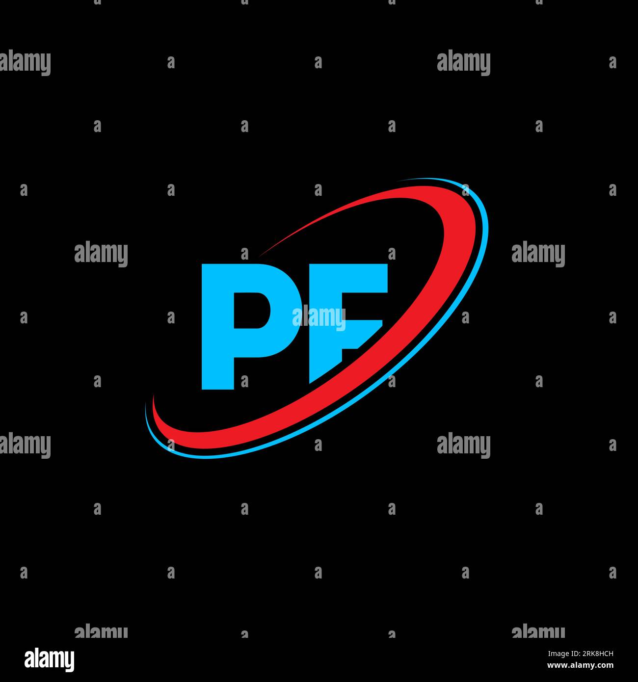 PF P F letter logo design. Initial letter PF linked circle uppercase ...
