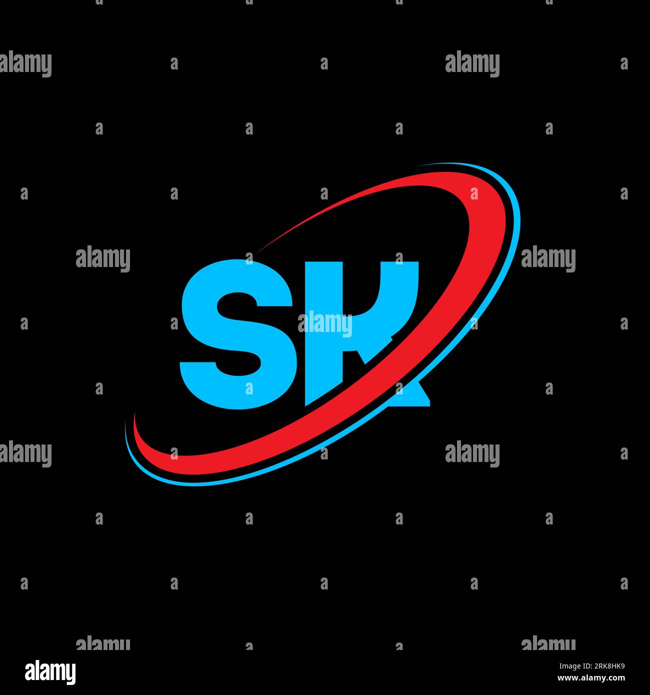SK S K letter logo design. Initial letter SK linked circle uppercase ...