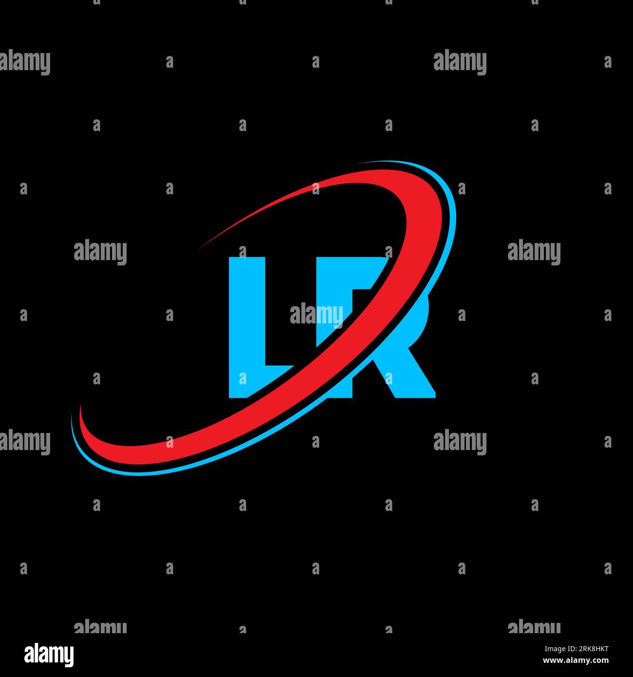 LR L R letter logo design. Initial letter LR linked circle uppercase ...