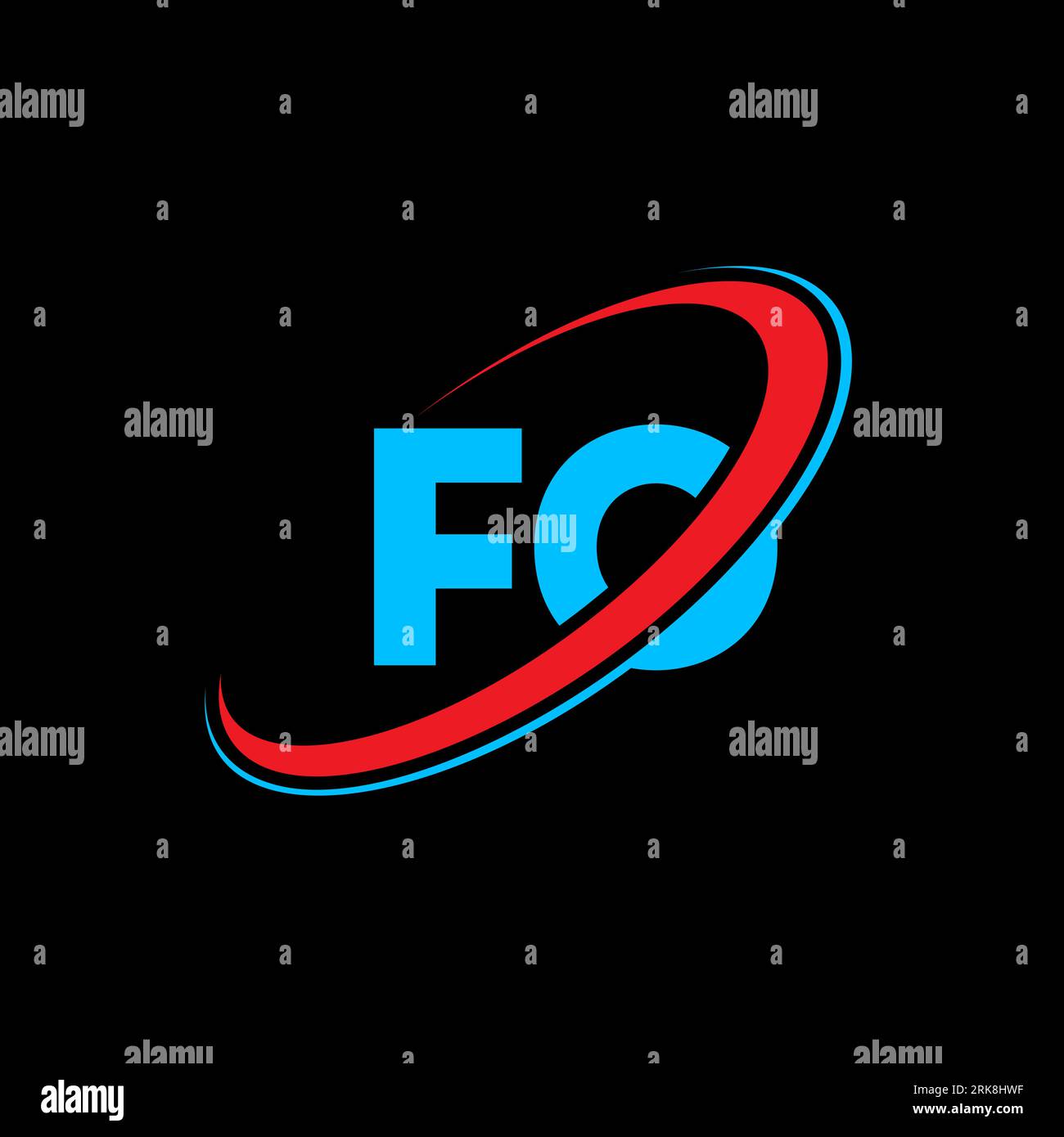 FO F O letter logo design. Initial letter FO linked circle uppercase ...