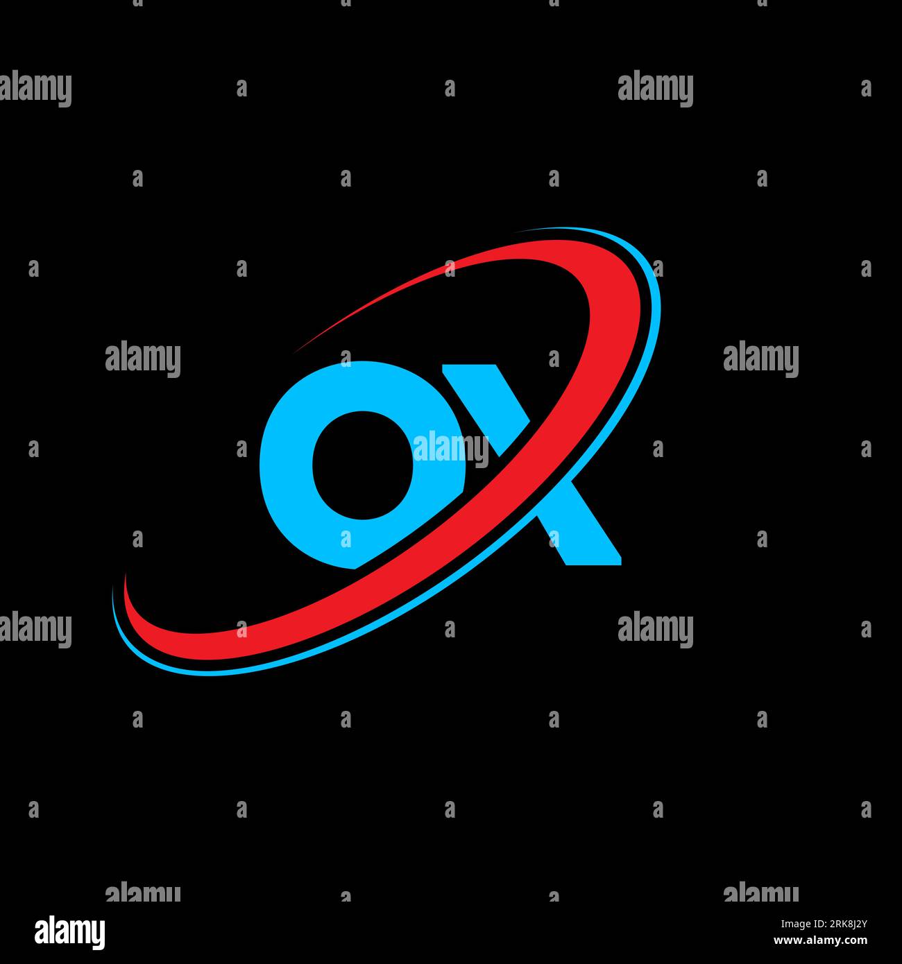 OX O X letter logo design. Initial letter OX linked circle uppercase ...