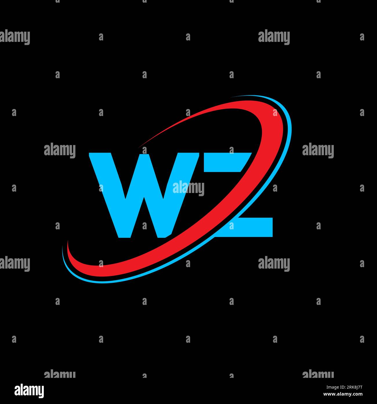 WZ W Z letter logo design. Initial letter WZ linked circle uppercase ...