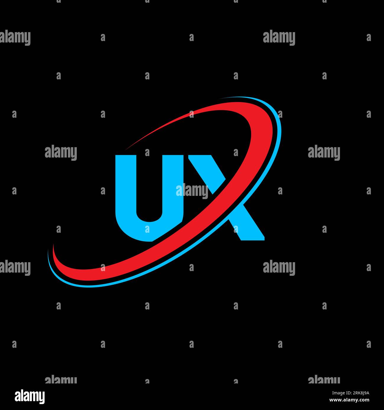 UX U X letter logo design. Initial letter UX linked circle uppercase ...