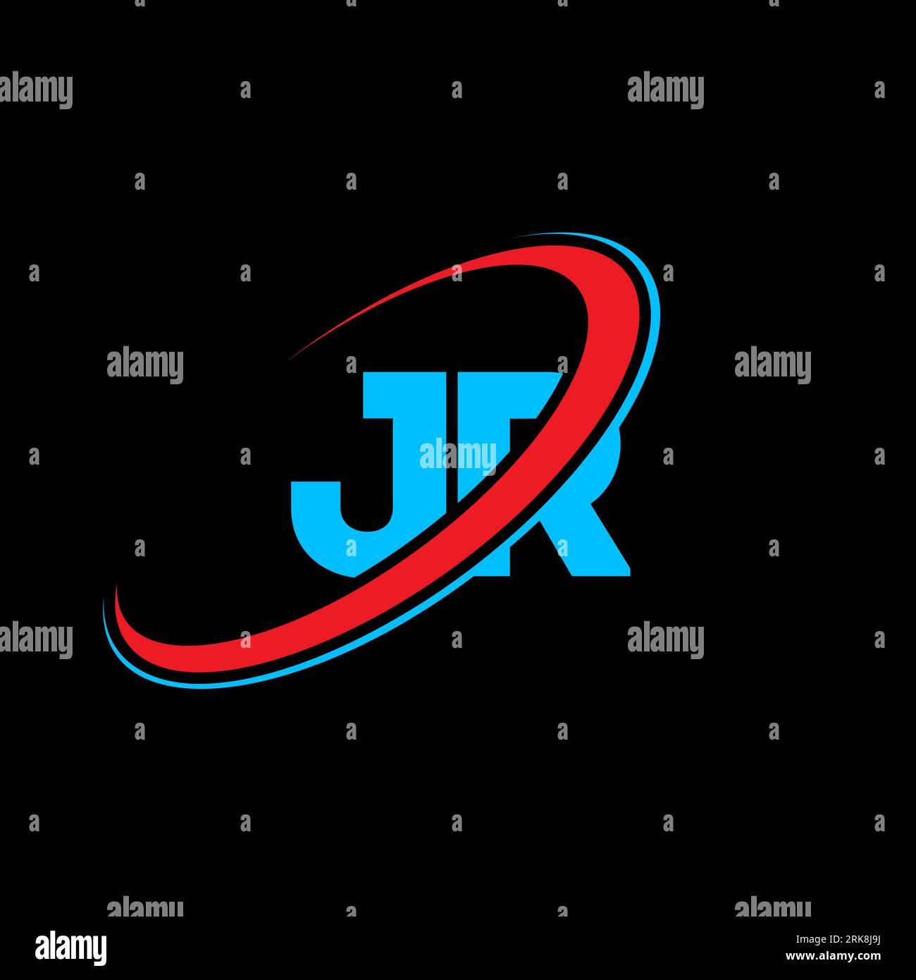 JR J R letter logo design. Initial letter JR linked circle uppercase ...