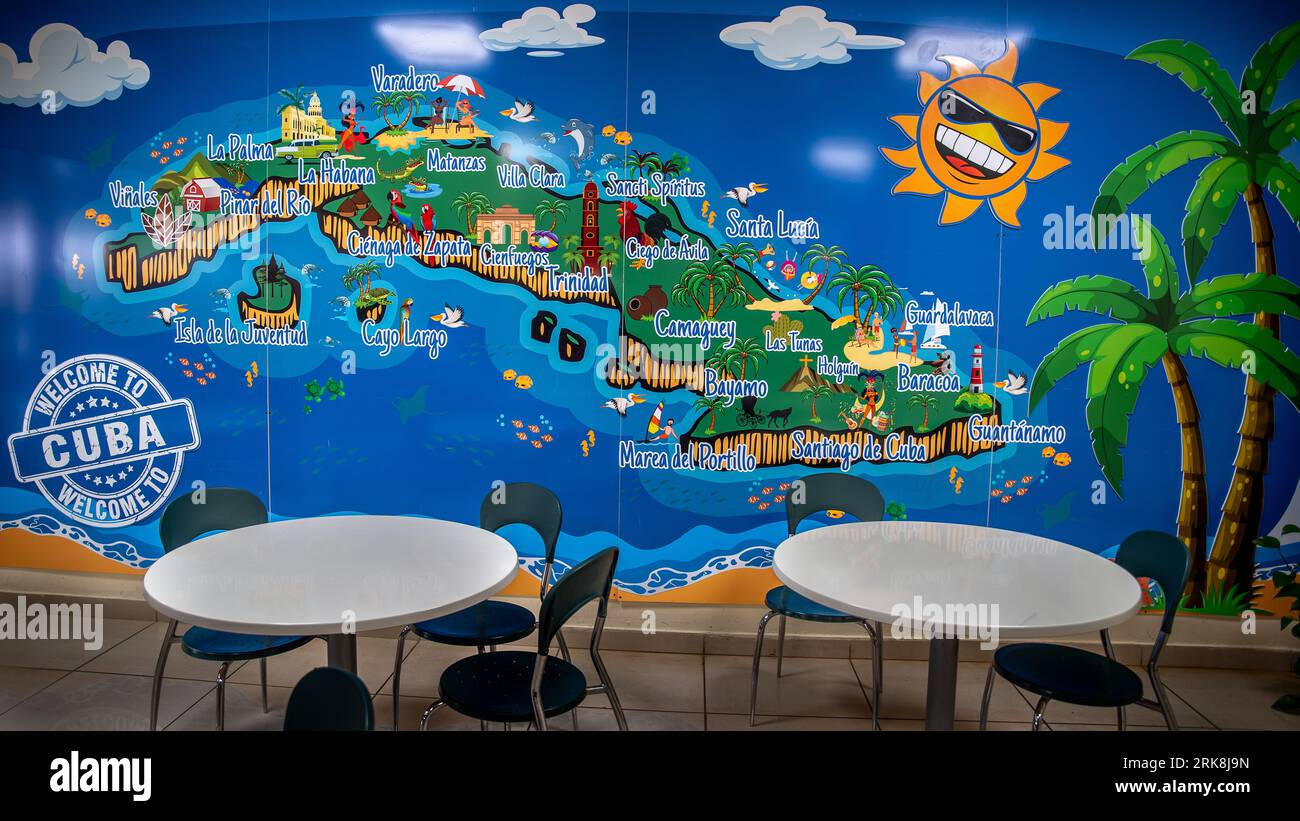 Cuba Varadero. A beautiful map of Cuba on the wall of Juan Gualberto ...