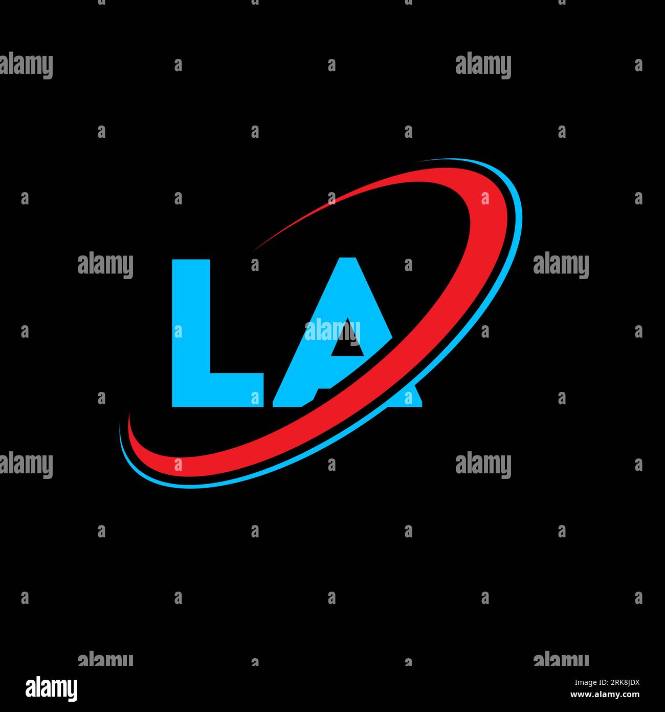 LA L A letter logo design. Initial letter LA linked circle uppercase ...