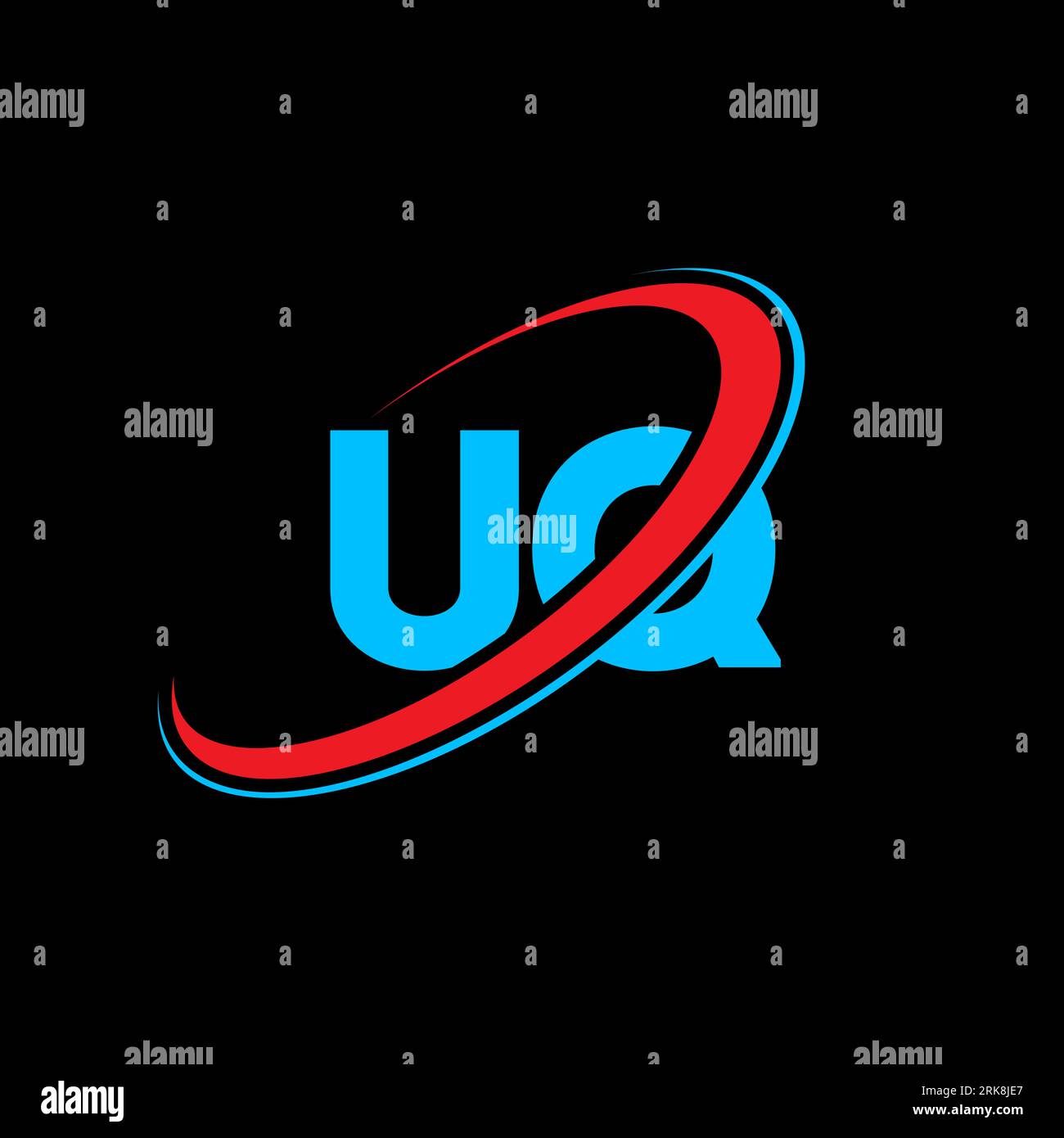 UQ U Q letter logo design. Initial letter UQ linked circle uppercase ...