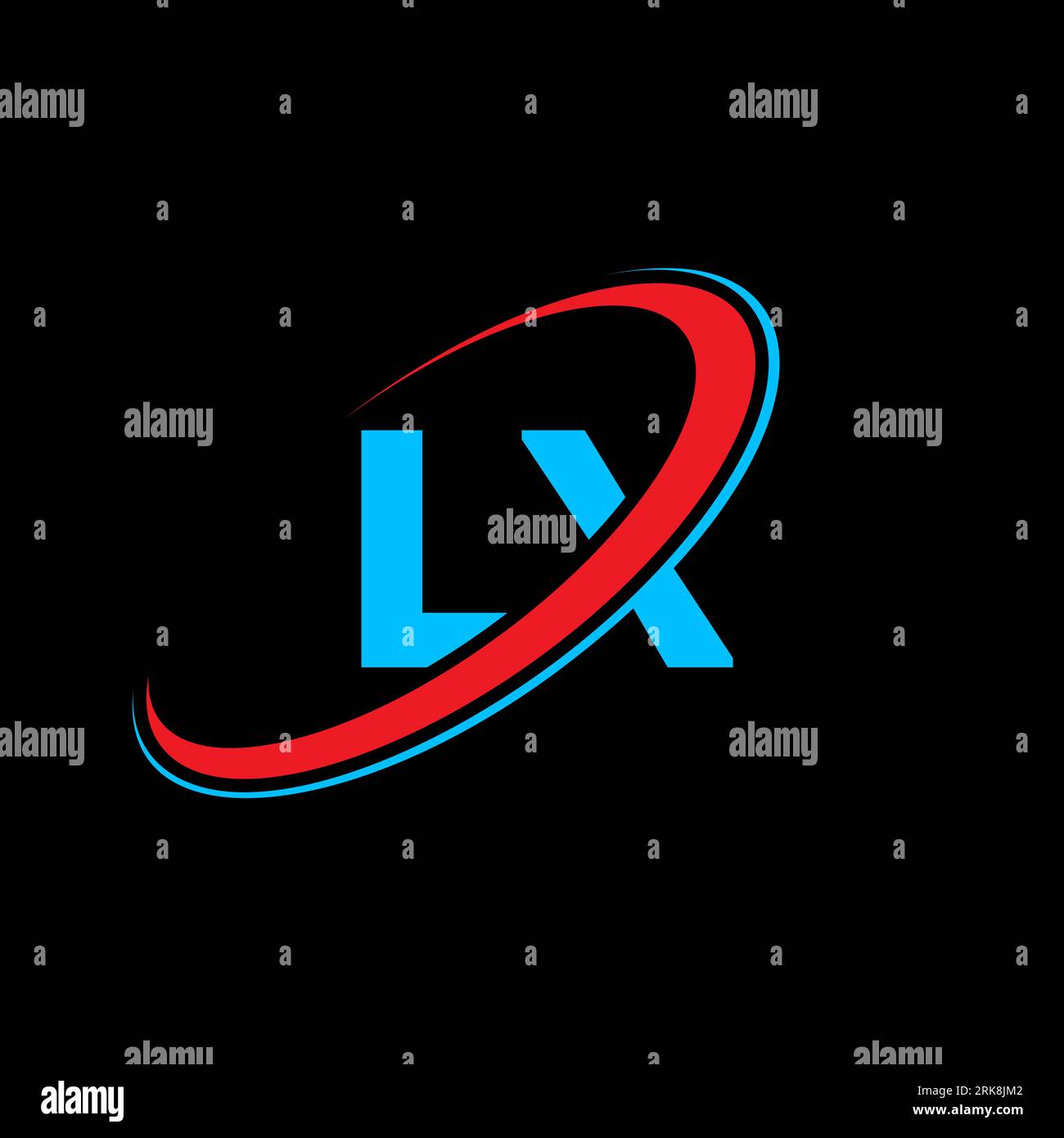 LX L X letter logo design. Initial letter LX linked circle uppercase ...