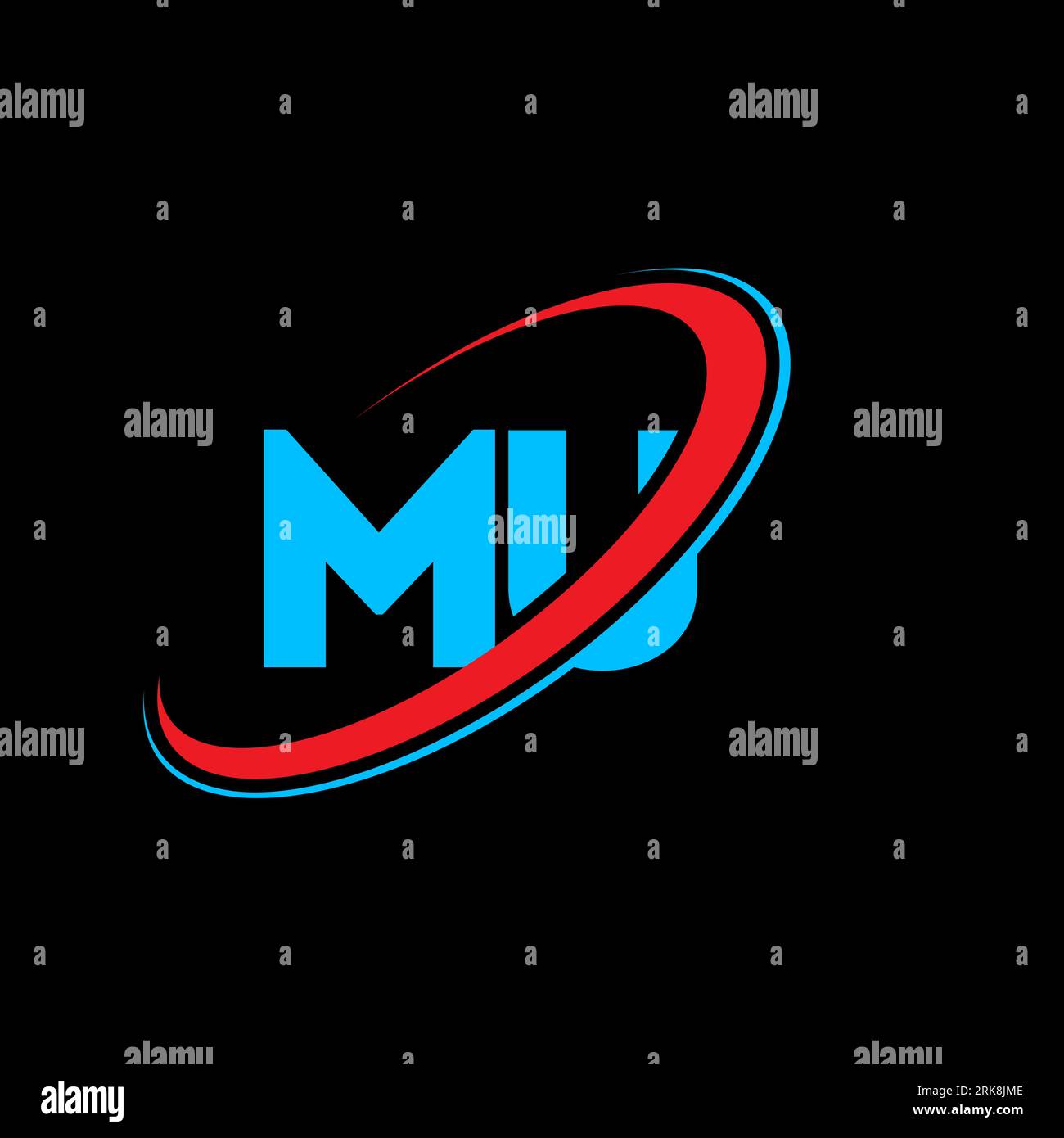 MU M U letter logo design. Initial letter MU linked circle uppercase ...